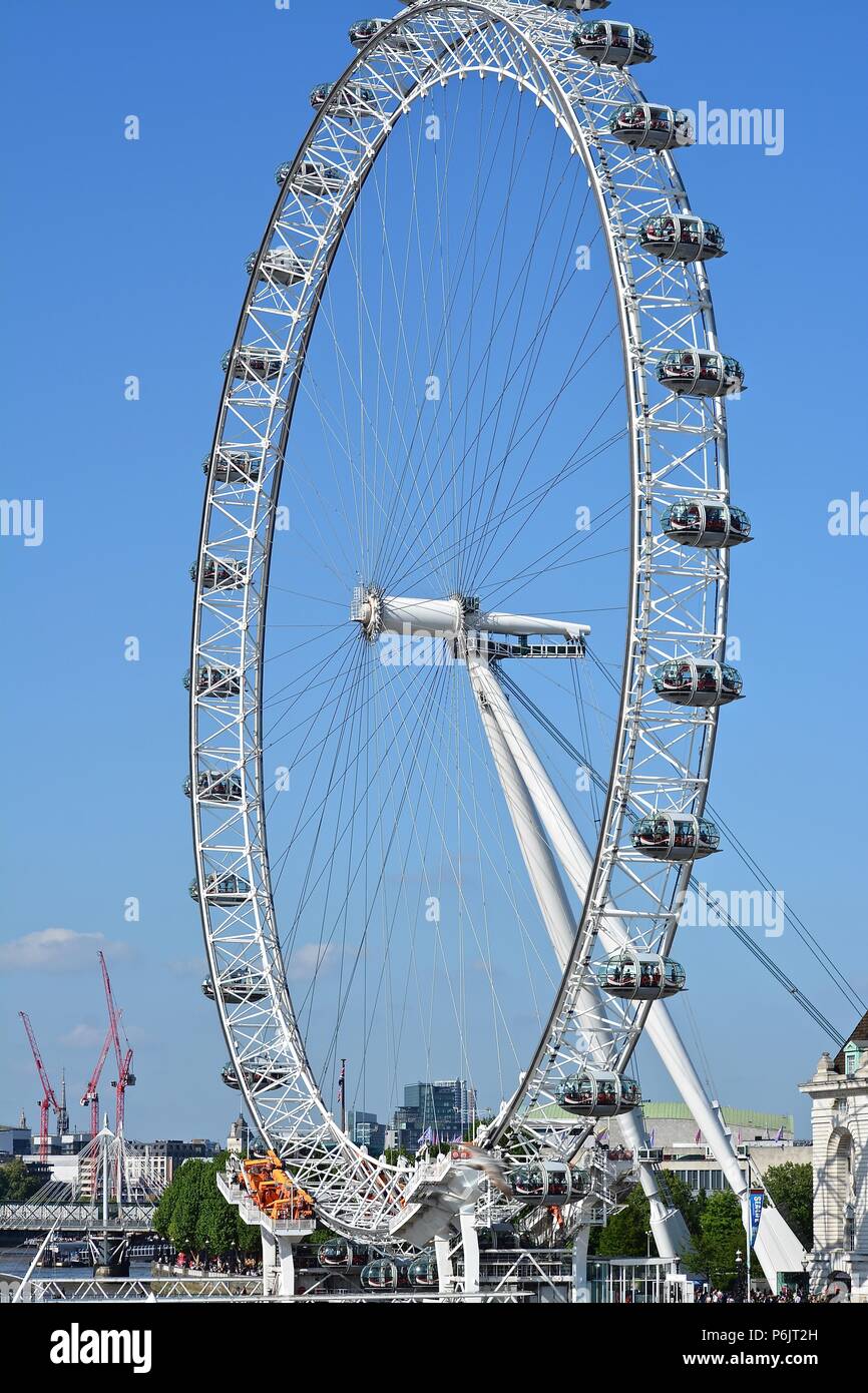 The iconic London Eye observation wheel along the River Thames, London ...