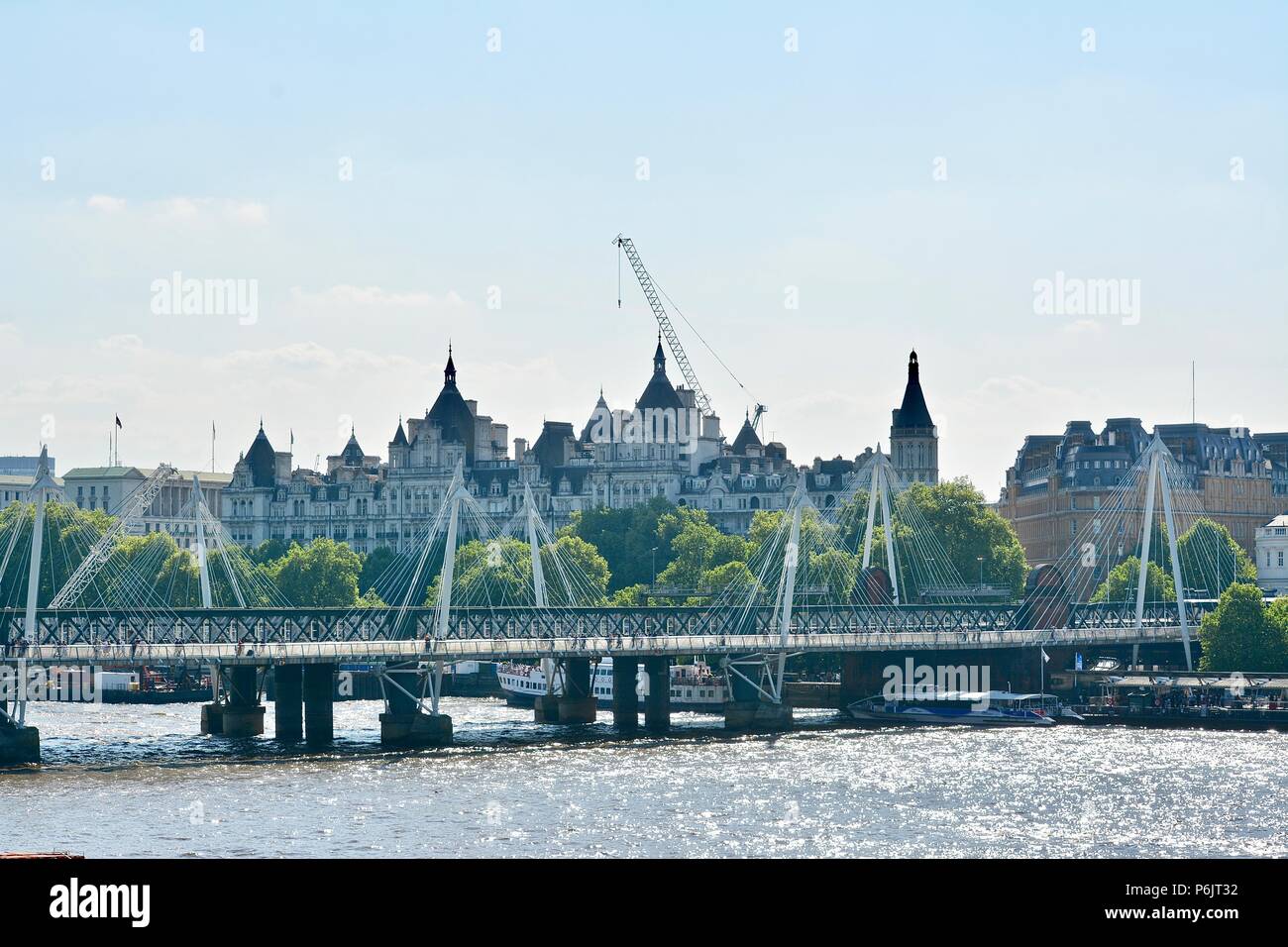 The Golden Jubilee pedestrian bridge at Embankment spanning the River ...