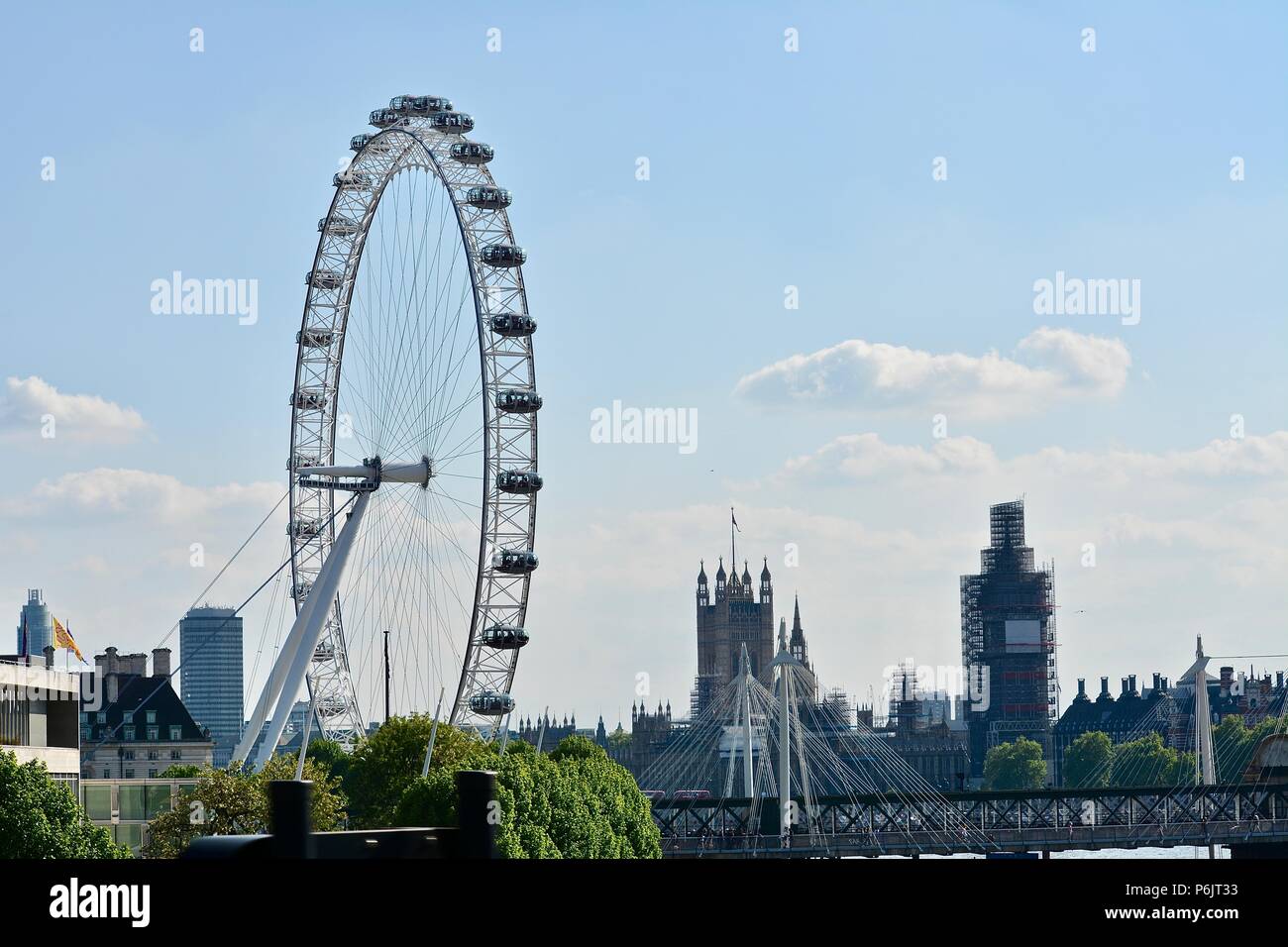 The iconic London Eye observation wheel along the River Thames, London ...