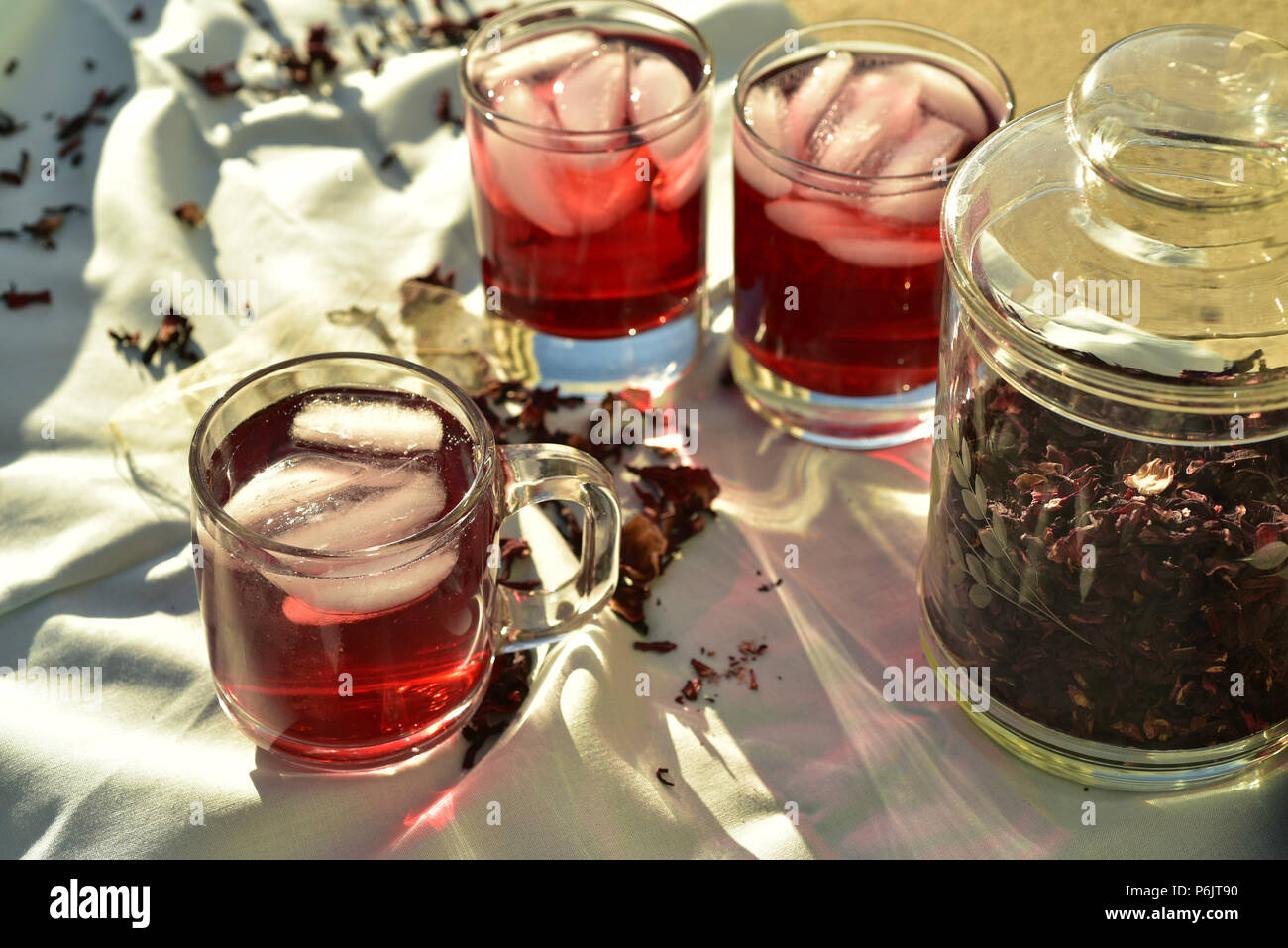 ice tea made with Hibiscus flower petals Stock Photo - Alamy