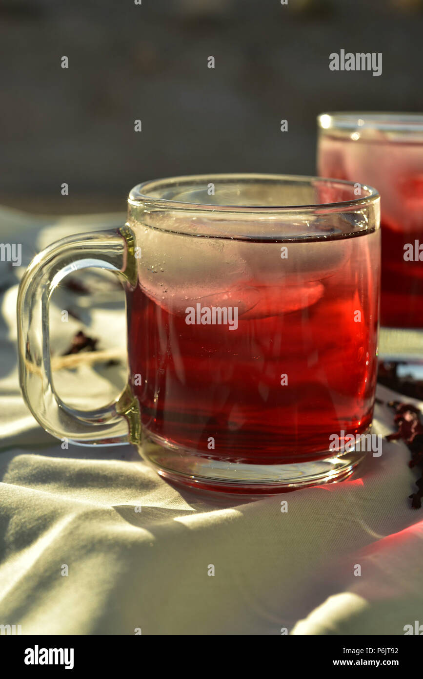 ice tea made with Hibiscus flower petals Stock Photo - Alamy