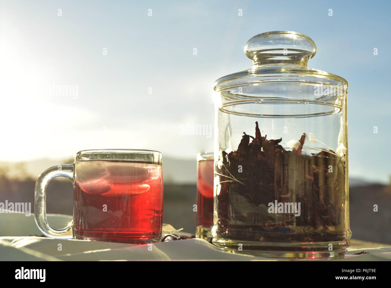 ice tea made with Hibiscus flower petals Stock Photo - Alamy