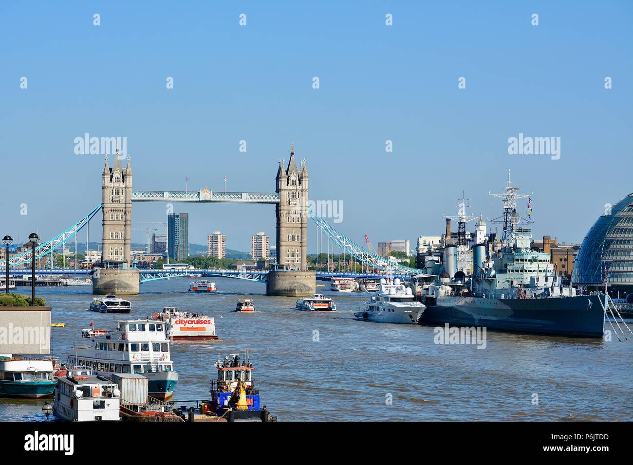 London's Iconic Tower bridge as seen from London Bridge spanning the ...