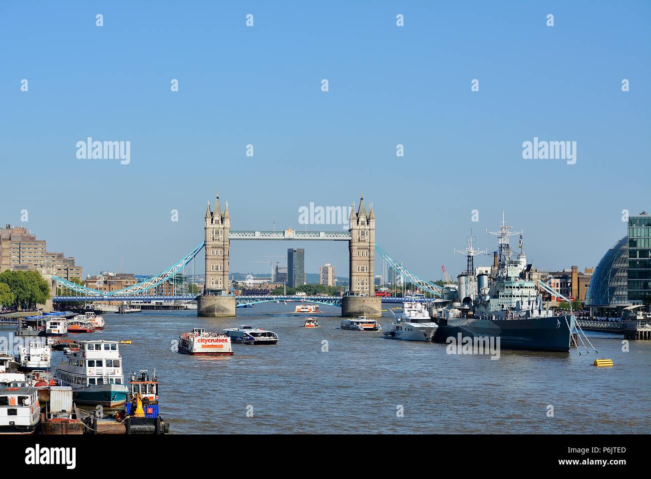 London's Iconic Tower bridge as seen from London Bridge spanning the ...