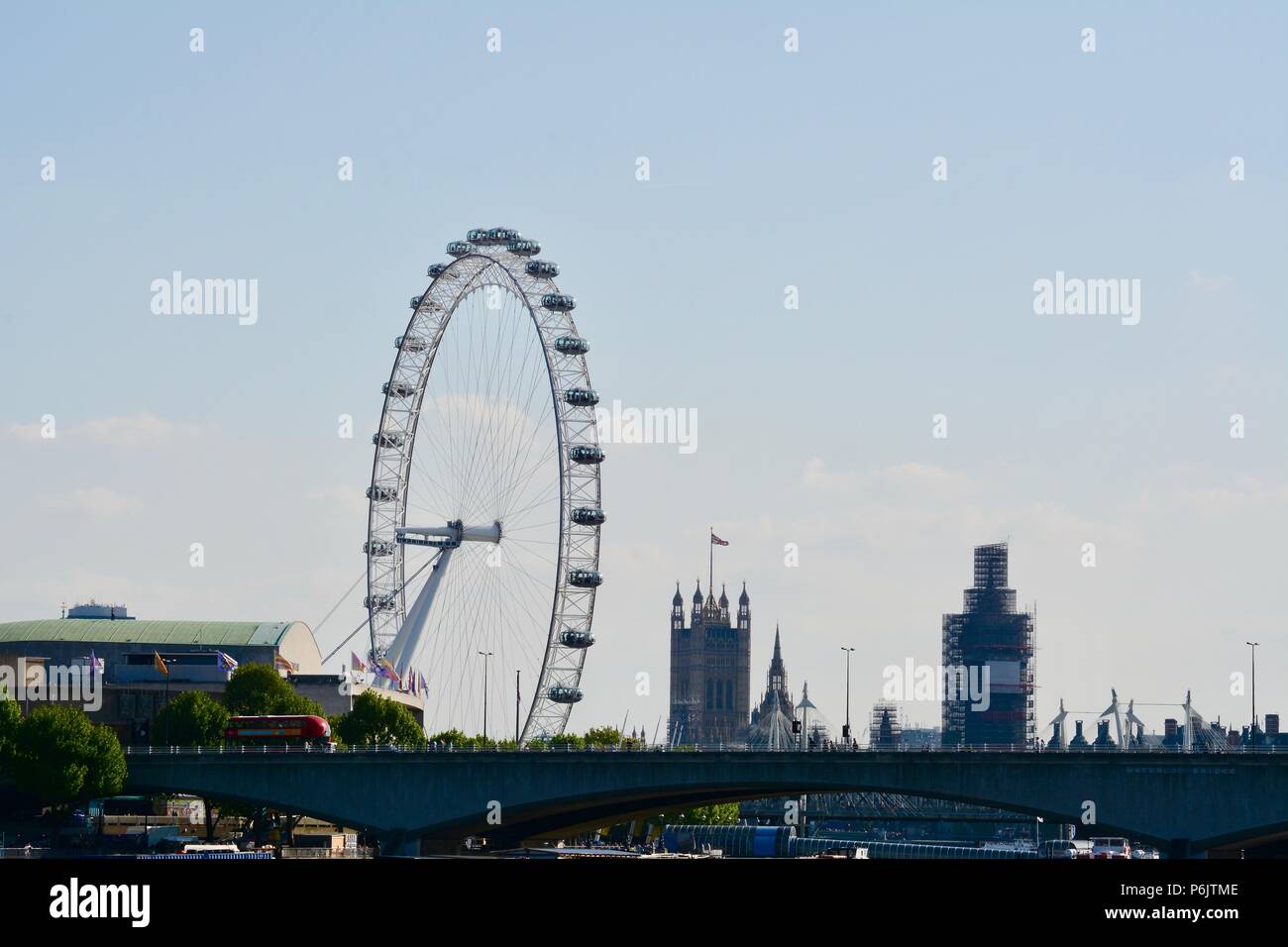 The iconic London Eye observation wheel along the River Thames, London ...