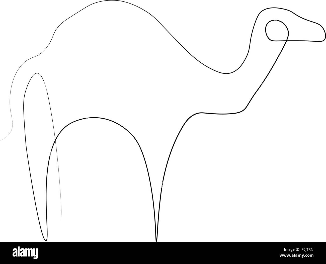 Camel one line. Vector illustration. Isolated white background Stock ...
