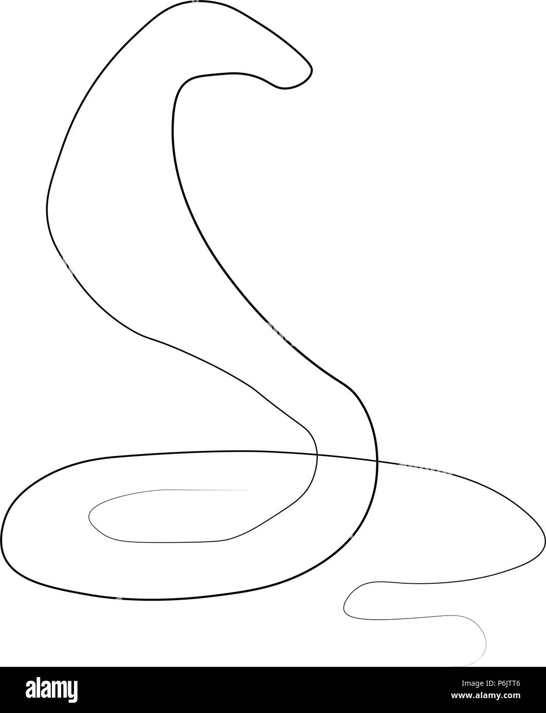 Cobra snake animal one line. Vector illustration. Isolated white ...