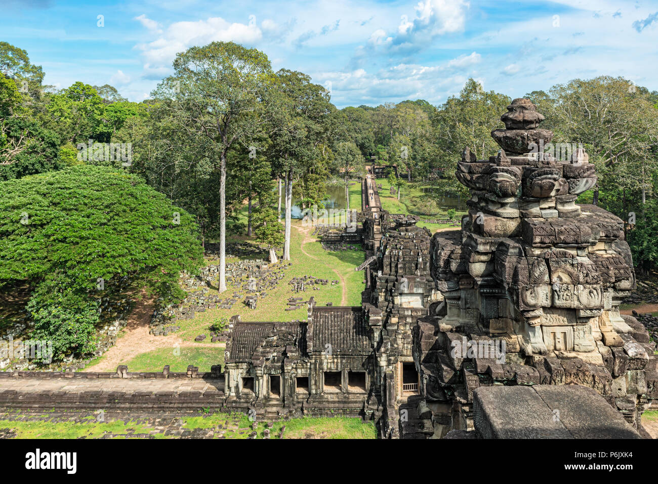 Baphuon temple in Angkor, Cambodia. Ruins of an 11th-century pyramid ...