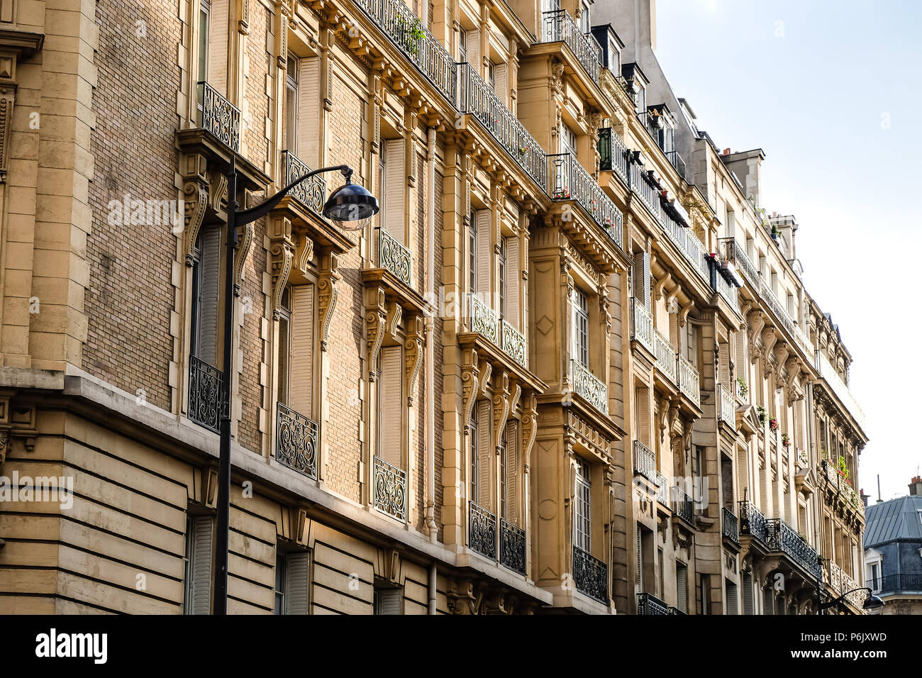 Typical facade of Parisian architecture. Balconies in Paris Stock Photo ...