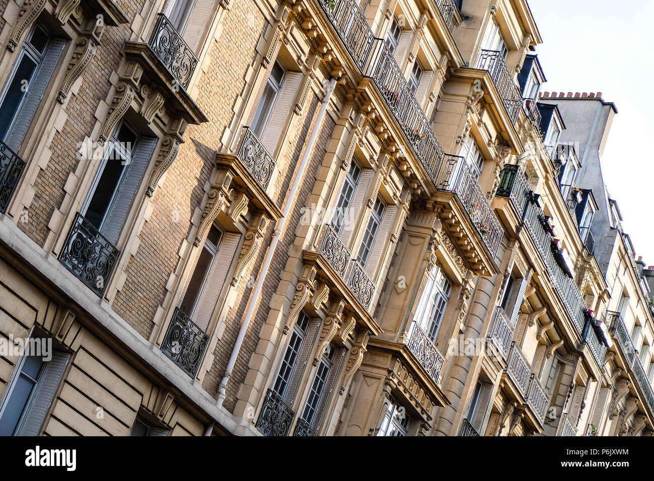 Typical facade of Parisian architecture. Balconies in Paris Stock Photo ...