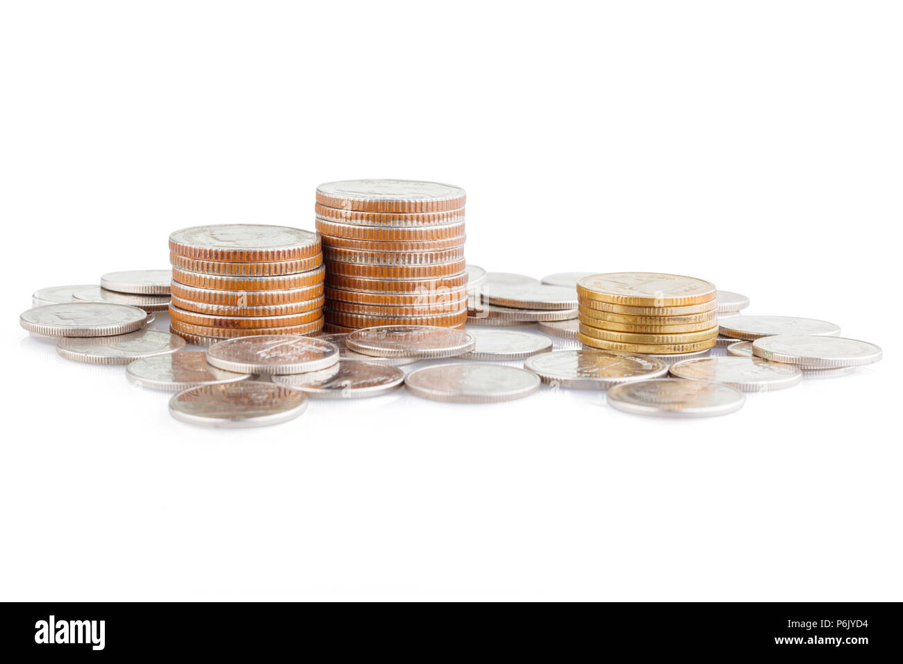 coin stack isolated on white with clipping path Stock Photo - Alamy