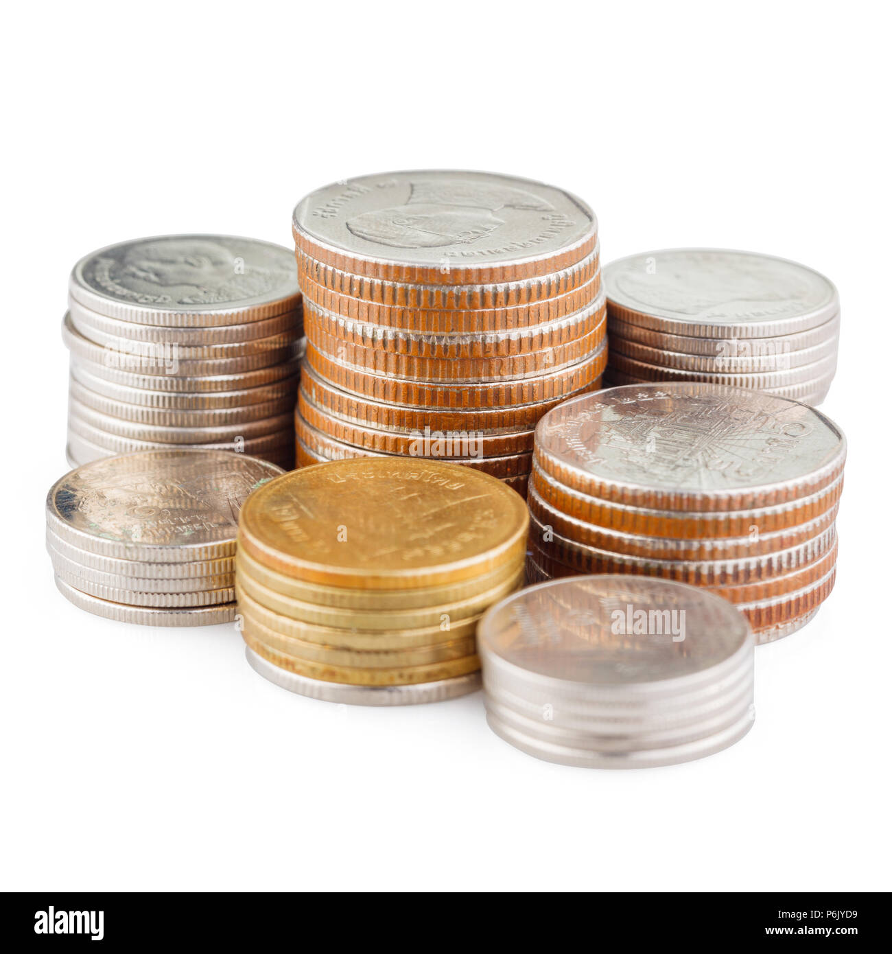 coin stack isolated on white with clipping path Stock Photo - Alamy
