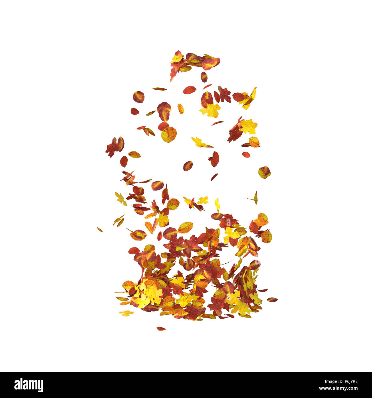 Falling Autumn Leaves isolated on white, 3d render Stock Photo - Alamy