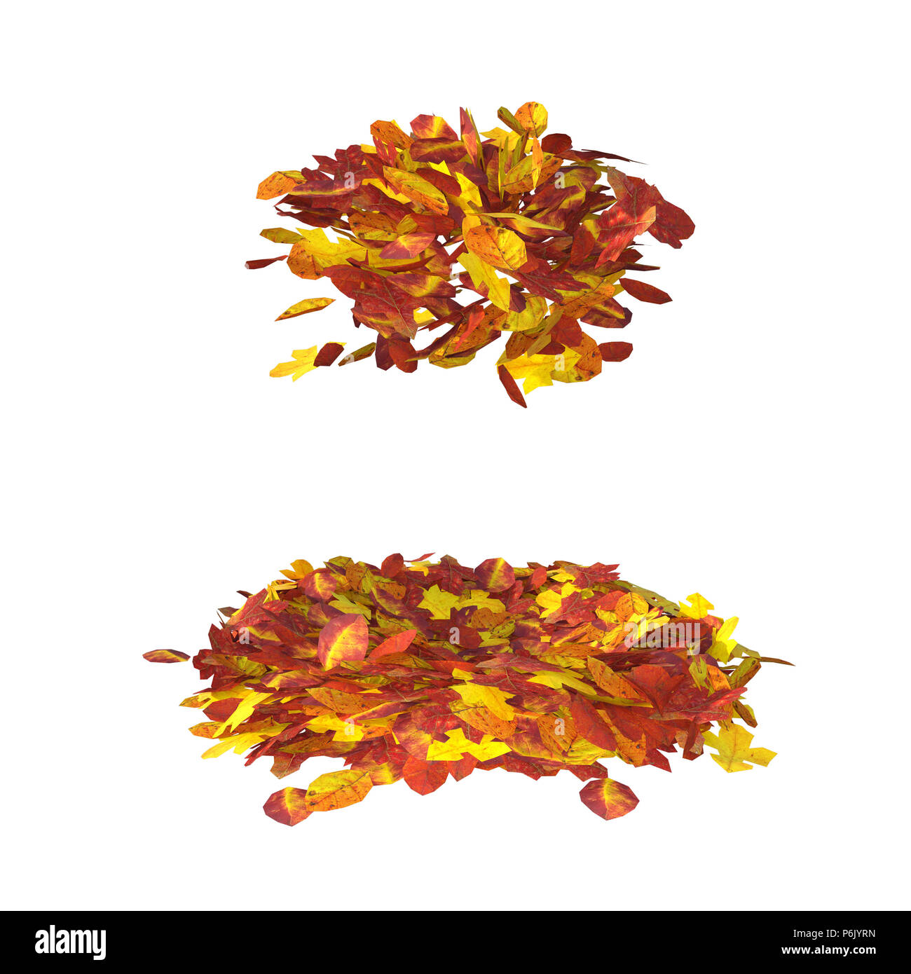Falling Autumn Leaves isolated on white, 3d render Stock Photo - Alamy
