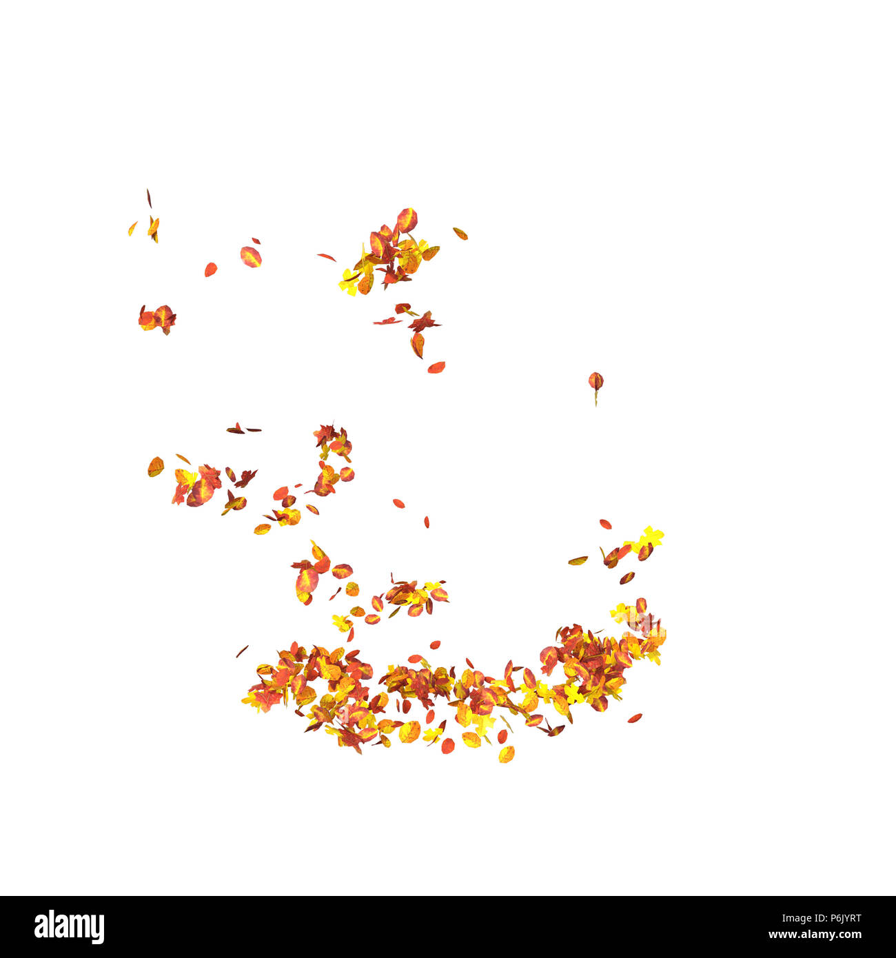 Falling Autumn Leaves isolated on white, 3d render Stock Photo - Alamy