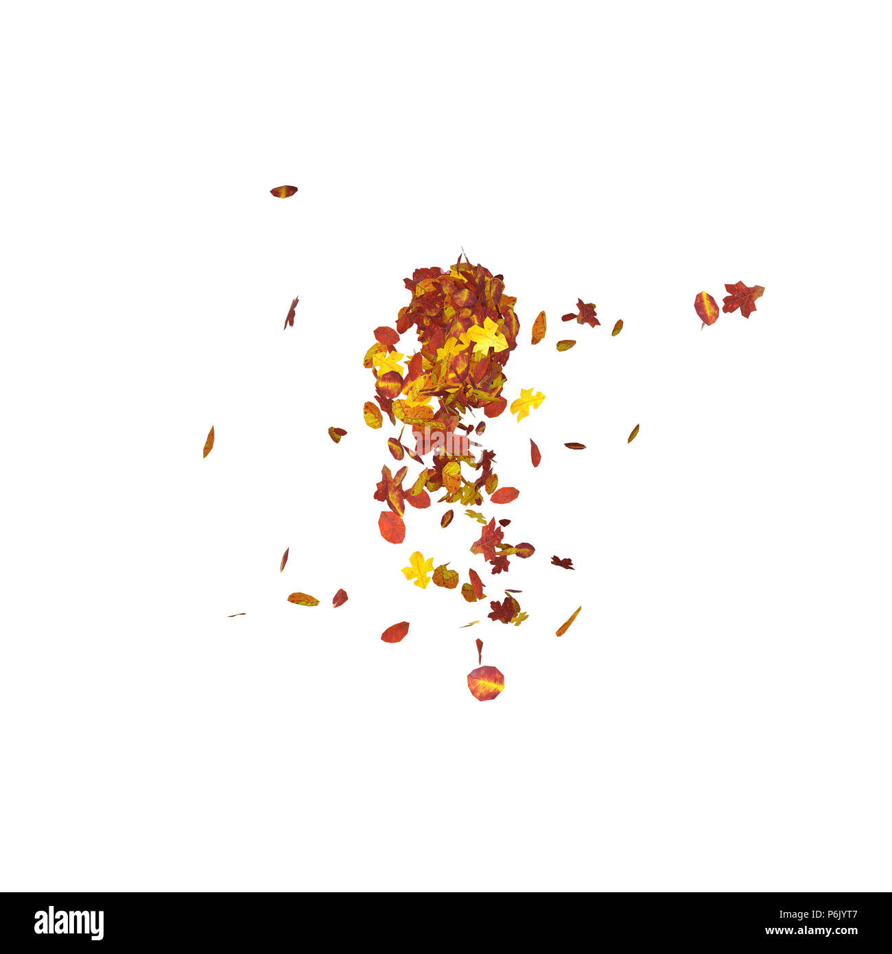 Falling Autumn Leaves isolated on white, 3d render Stock Photo - Alamy