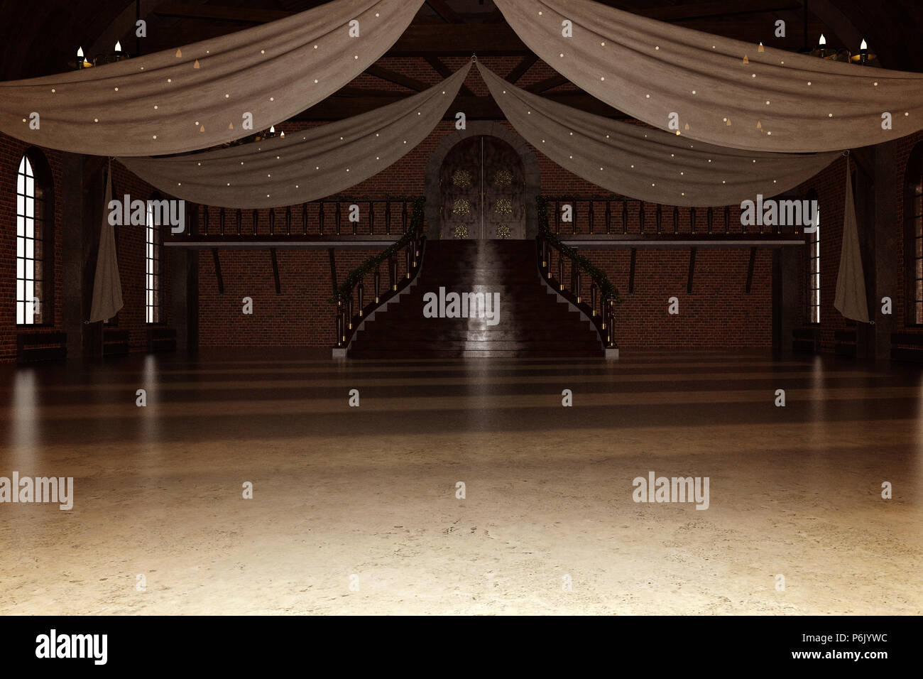 Elegant modern ballroom / Wedding venue, 3d render Stock Photo - Alamy