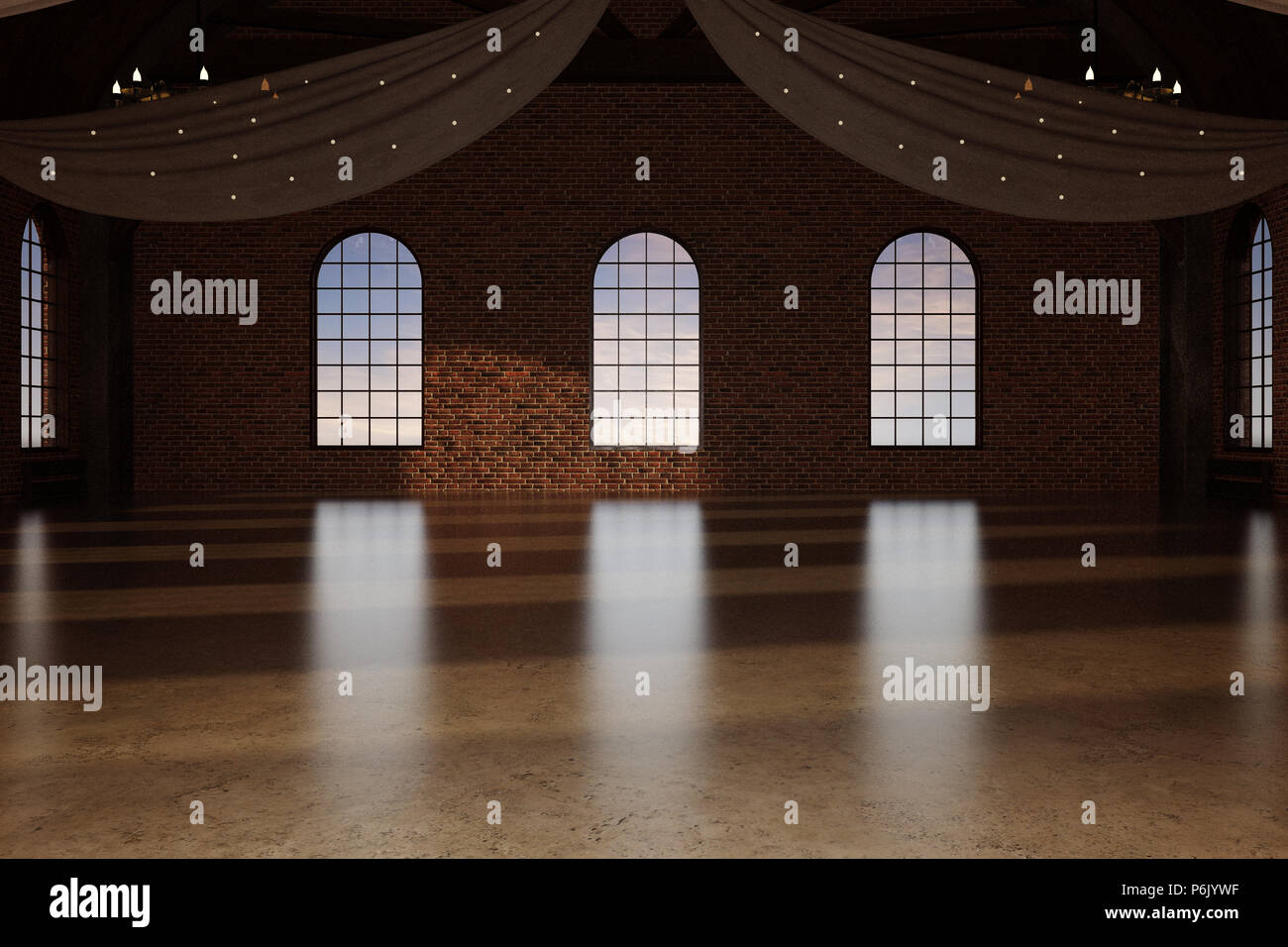 Elegant modern ballroom / Wedding venue, 3d render Stock Photo - Alamy