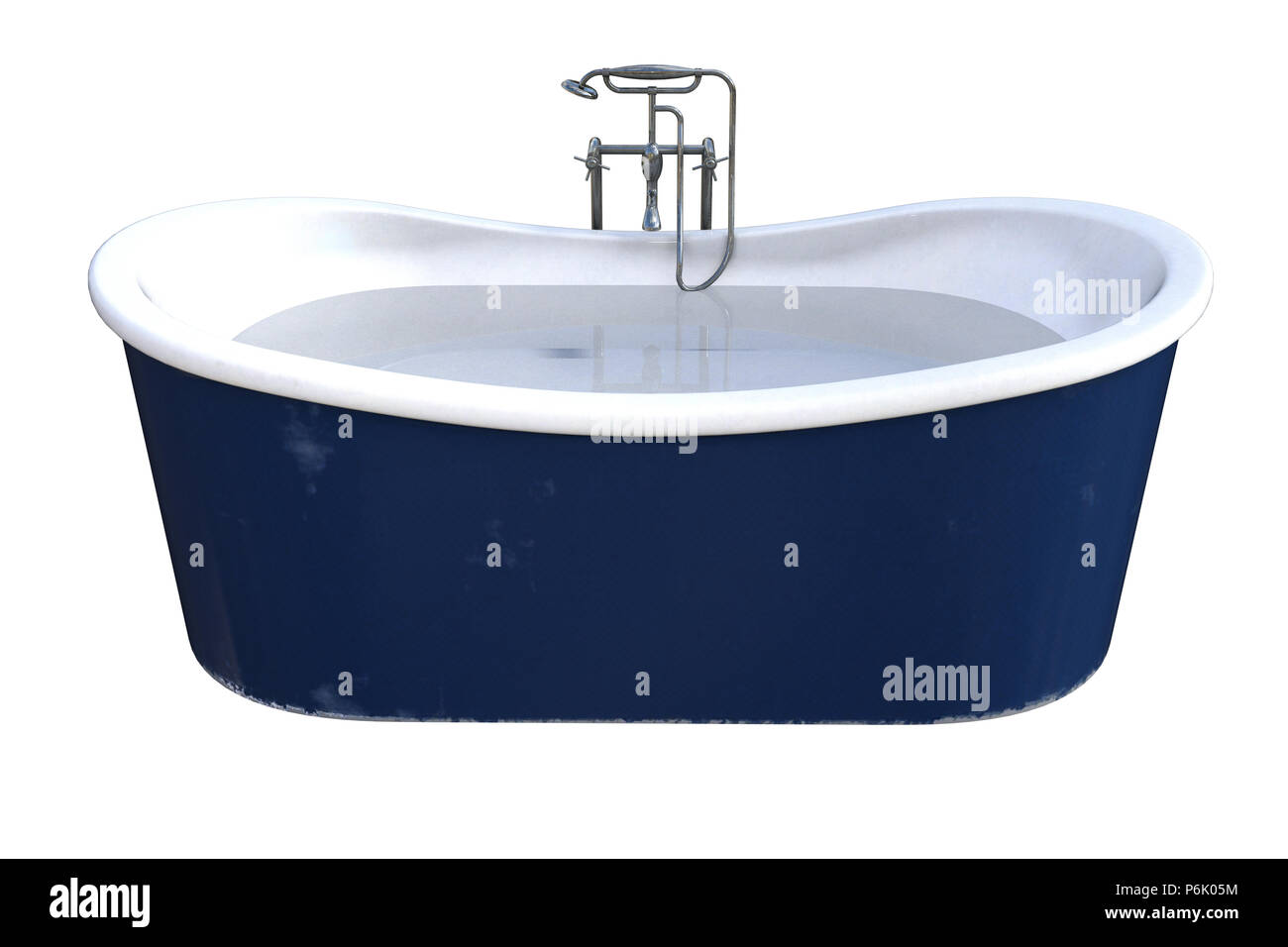 Old Blue Bath Tub isolated on white, 3d render Stock Photo - Alamy