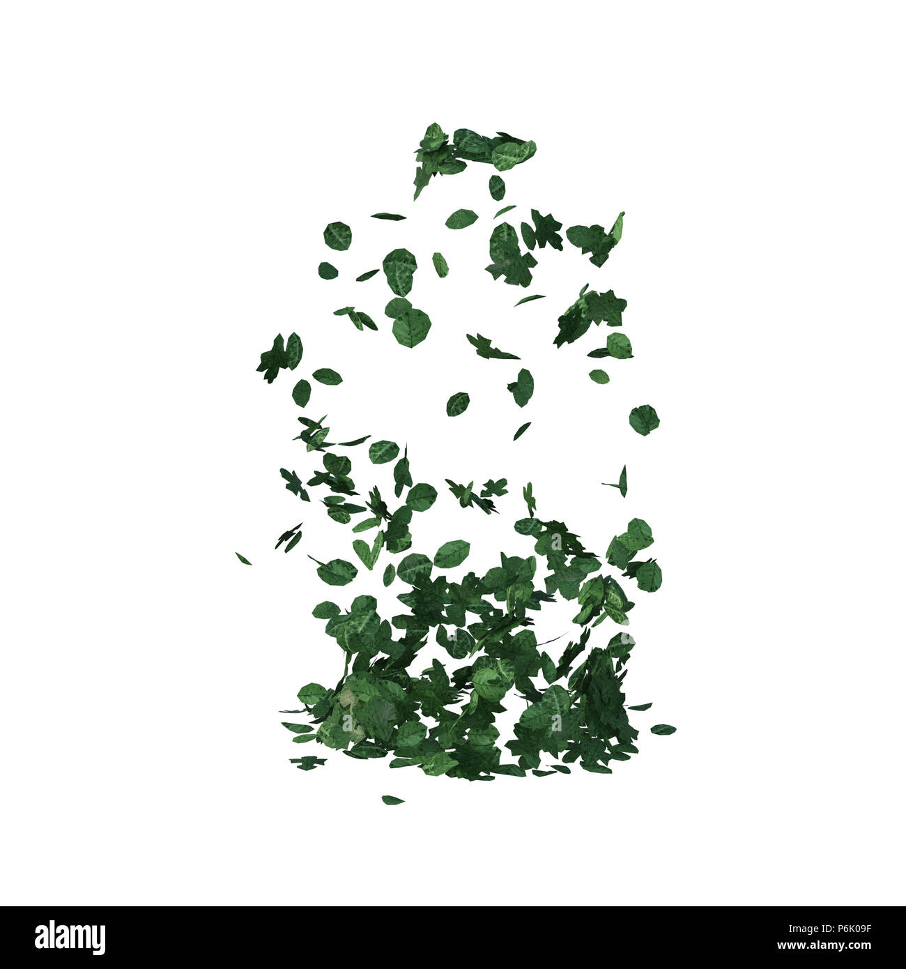 Falling green leaves isolated on white, 3d render Stock Photo - Alamy