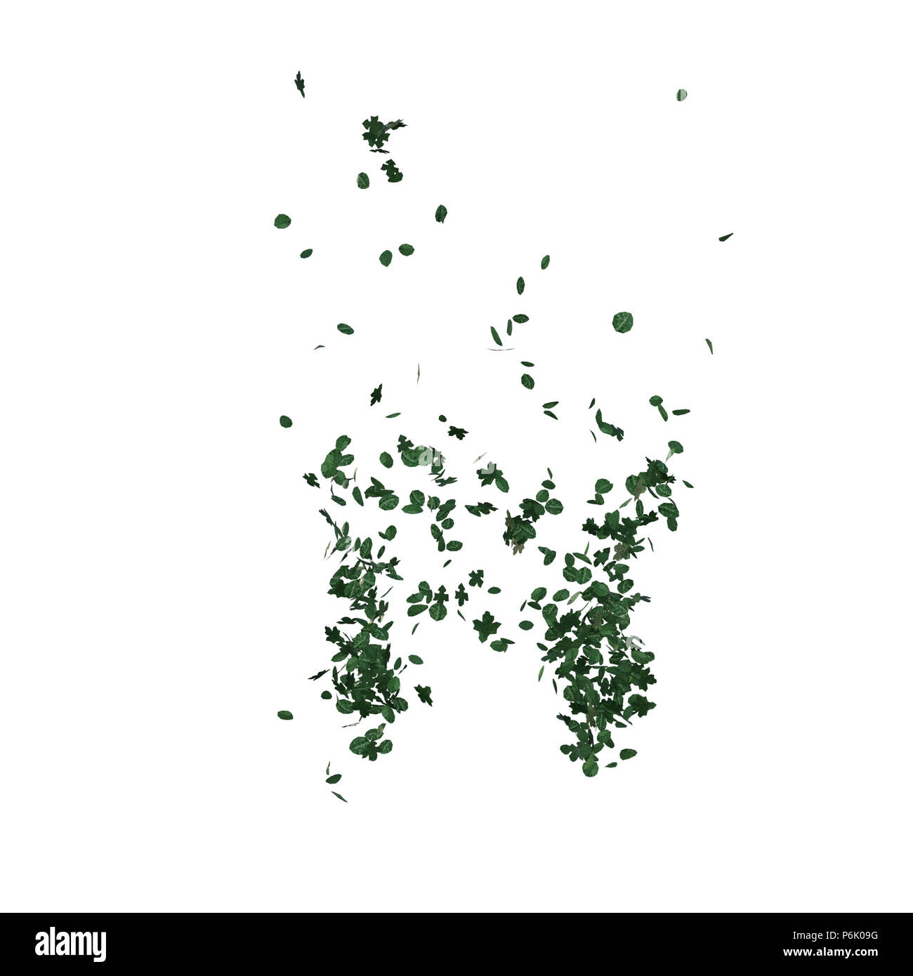 Falling green leaves isolated on white, 3d render Stock Photo - Alamy