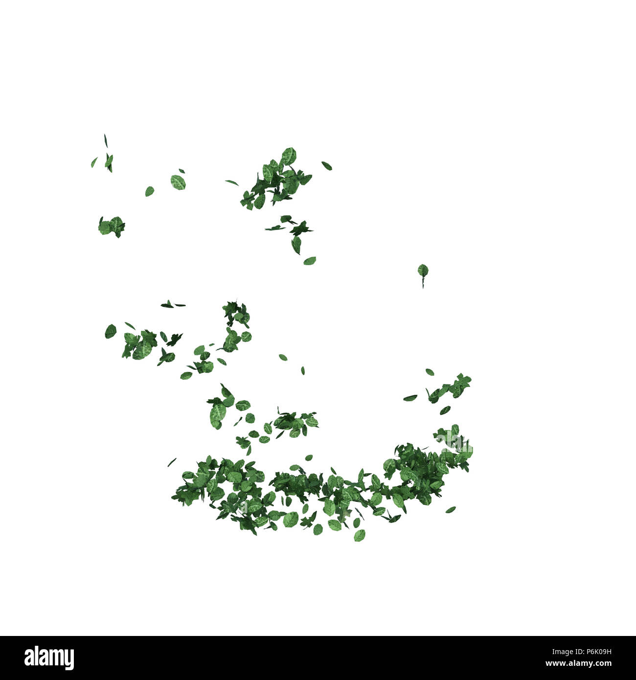 Falling green leaves isolated on white, 3d render Stock Photo - Alamy