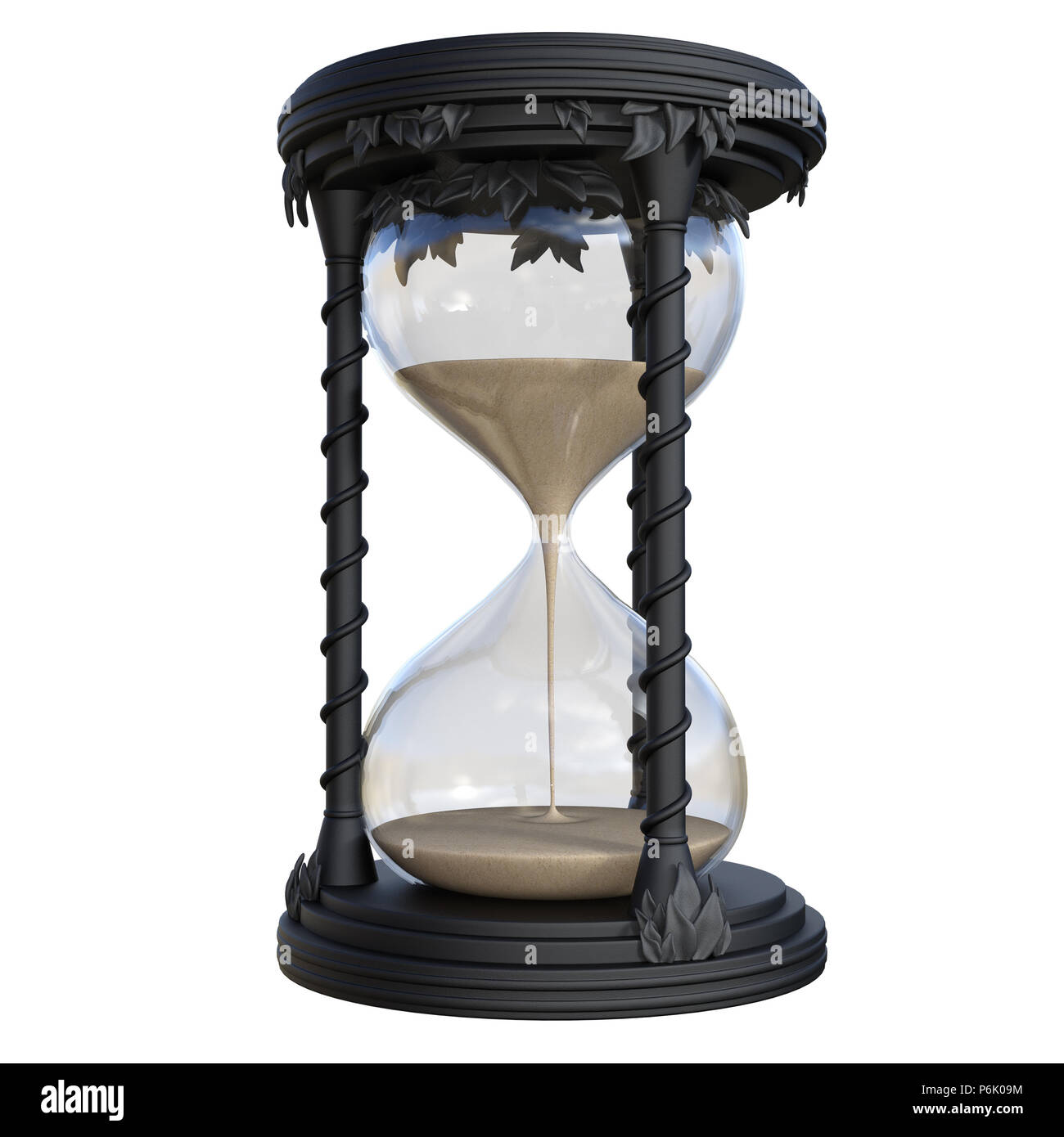 Wooden Hourglass isolated on white, 3d render Stock Photo - Alamy