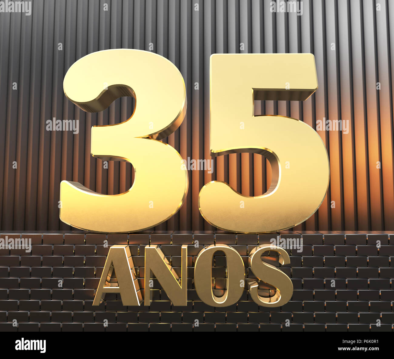 Golden number thirty five (number 35) and the word "years" against the ...