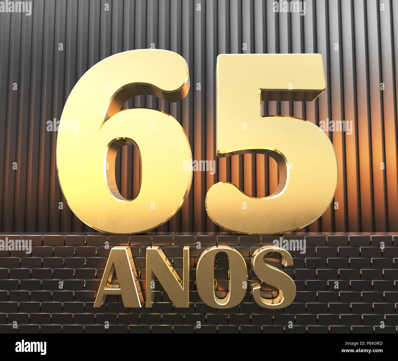 Golden number sixty five (number 65) and the word "years" against the ...