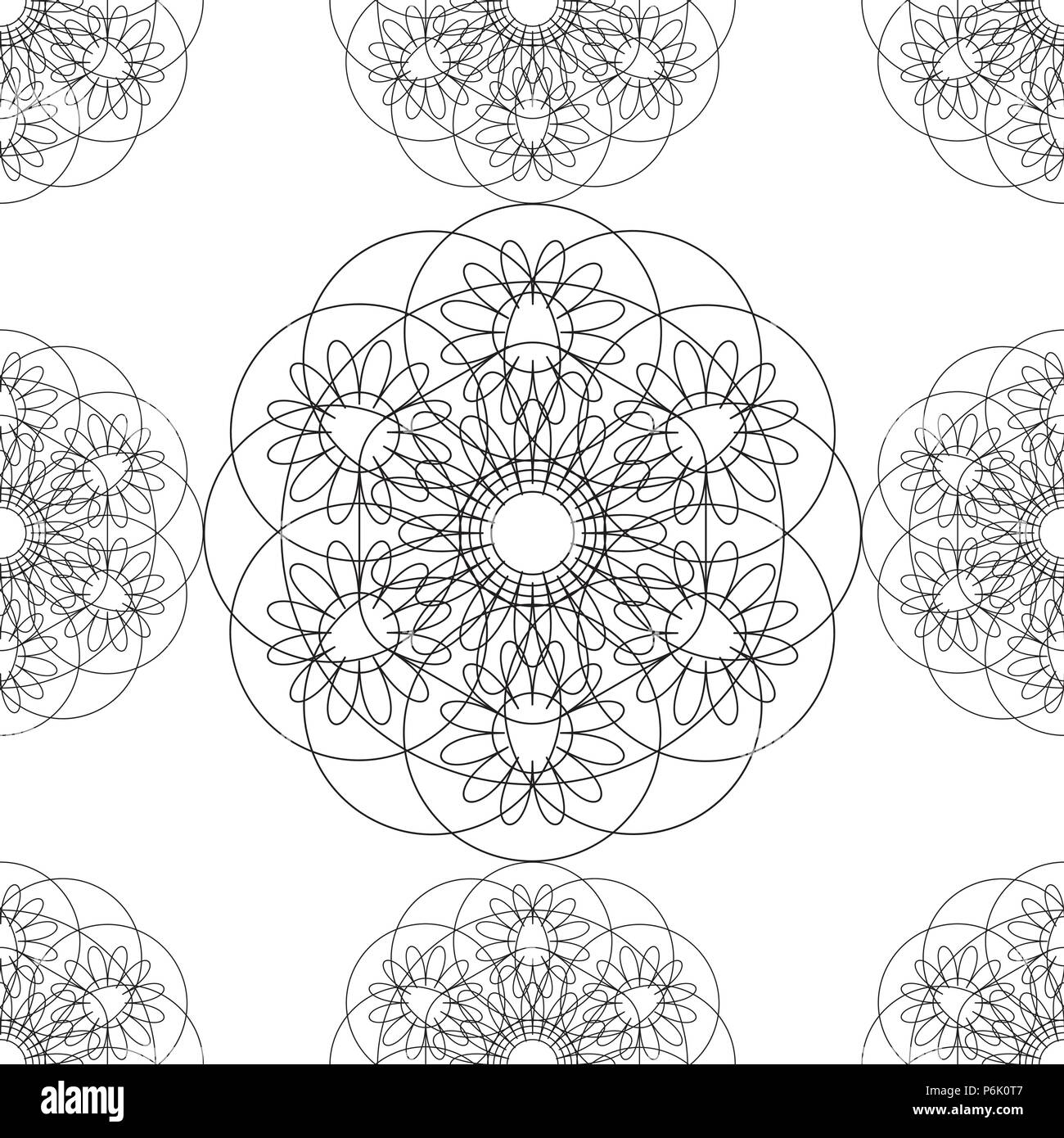 Flower mandala. Linear Graphics. Seamless pattern. Geometric ...