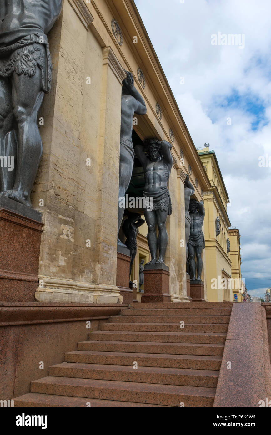 SAINT PETERSBURG, RUSSIA - AUGUST 18, 2017:Statues of Atlantis decorate ...