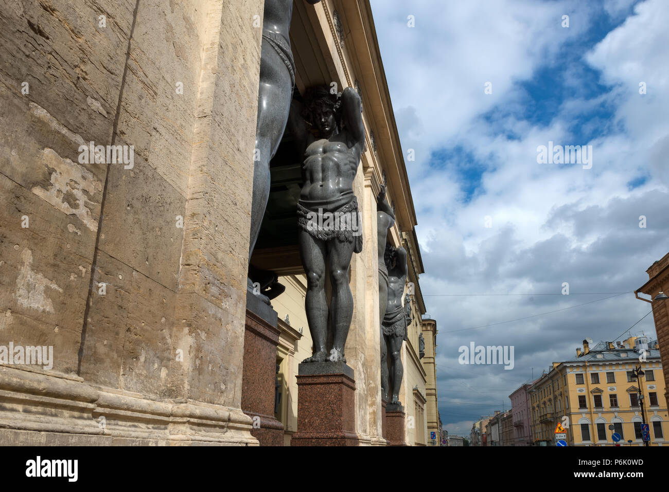 SAINT PETERSBURG, RUSSIA - AUGUST 18, 2017:Statues of Atlantis decorate ...