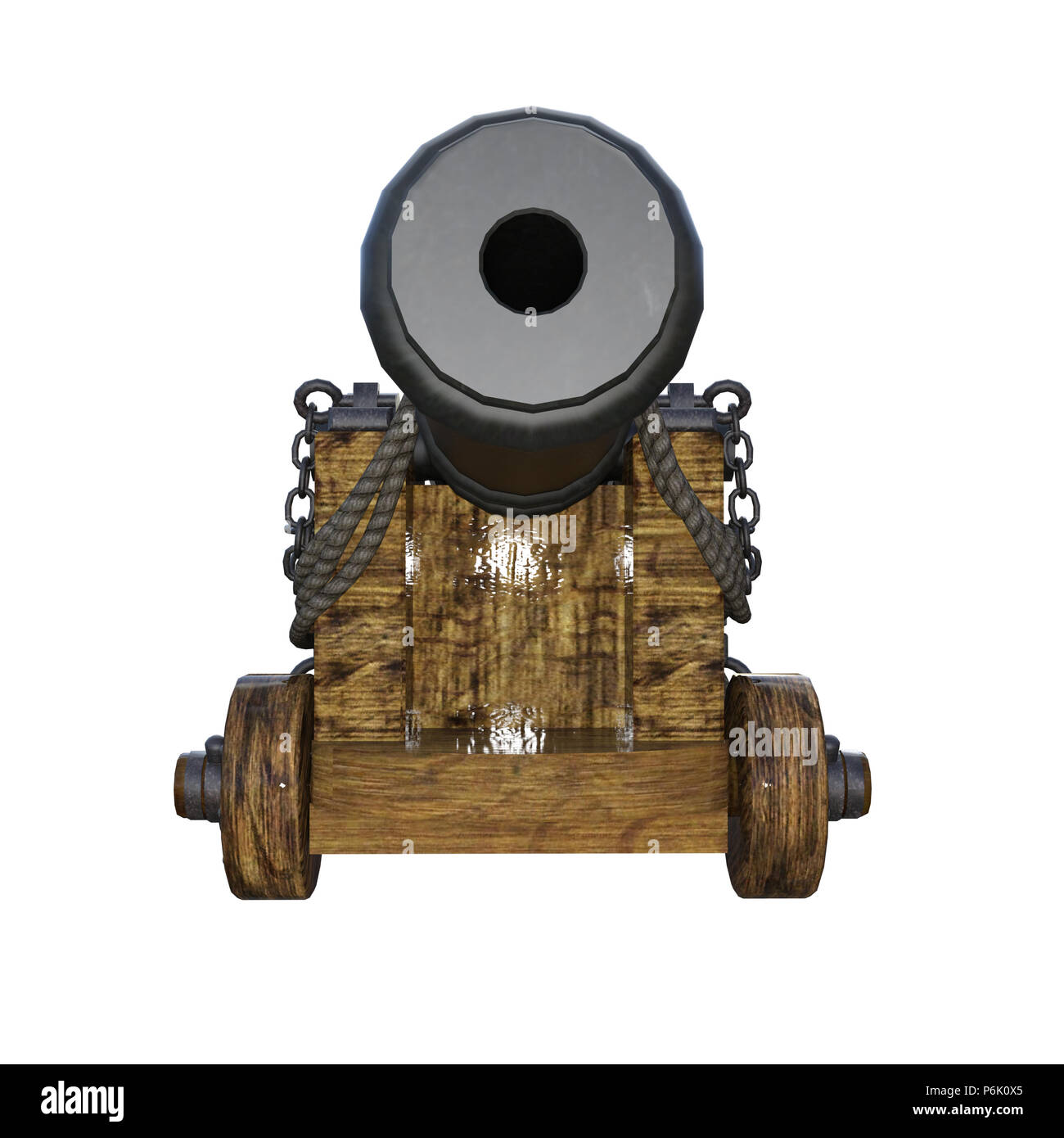 Old wooden base canon isolated on white, 3d render Stock Photo - Alamy