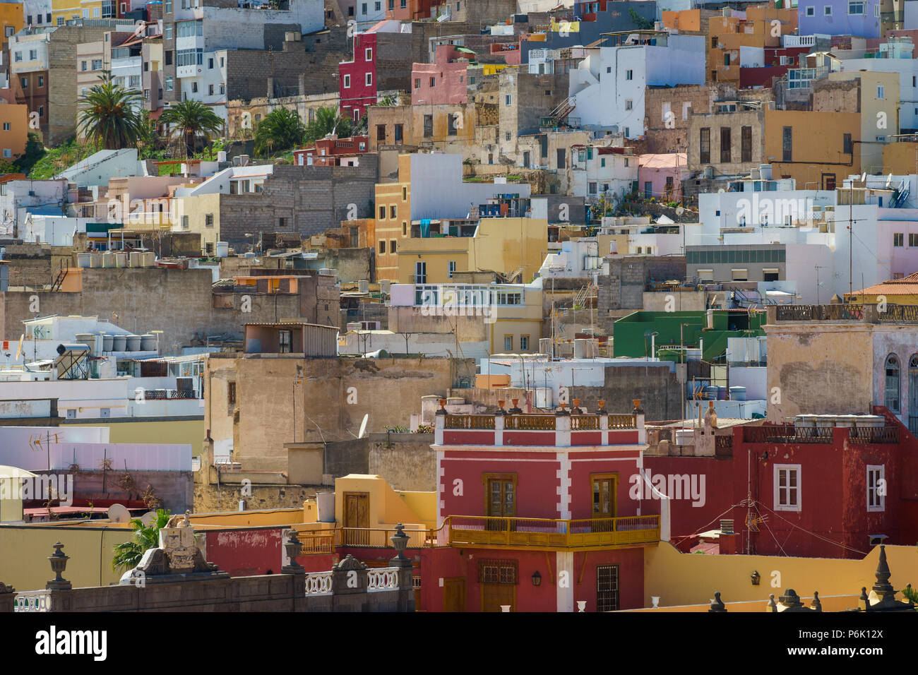 Colorful houses of Las Palmas, Gran Canaria, Canary Islands, Spain ...