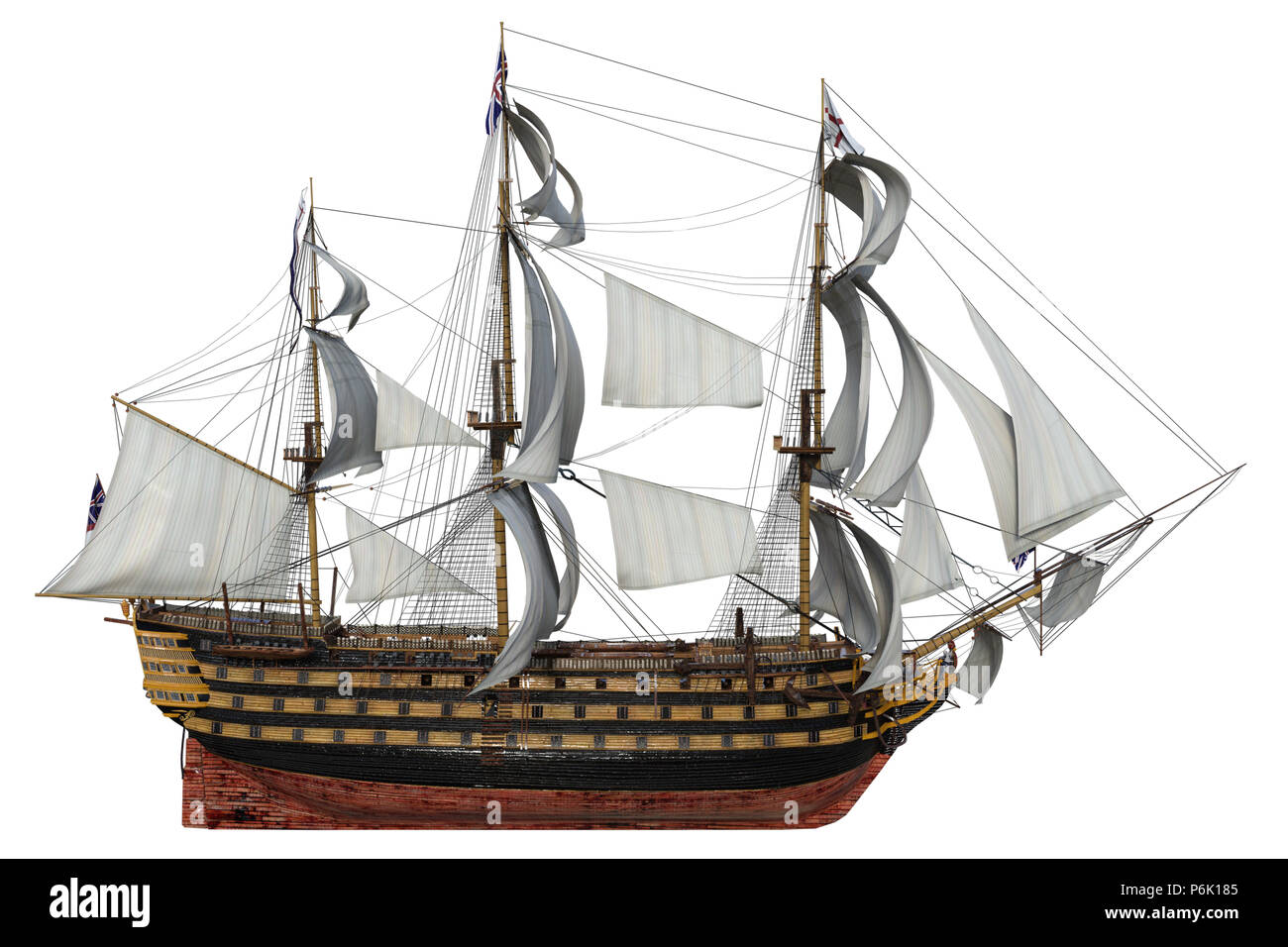 Old vintage ship isolated on white, 3d render Stock Photo - Alamy