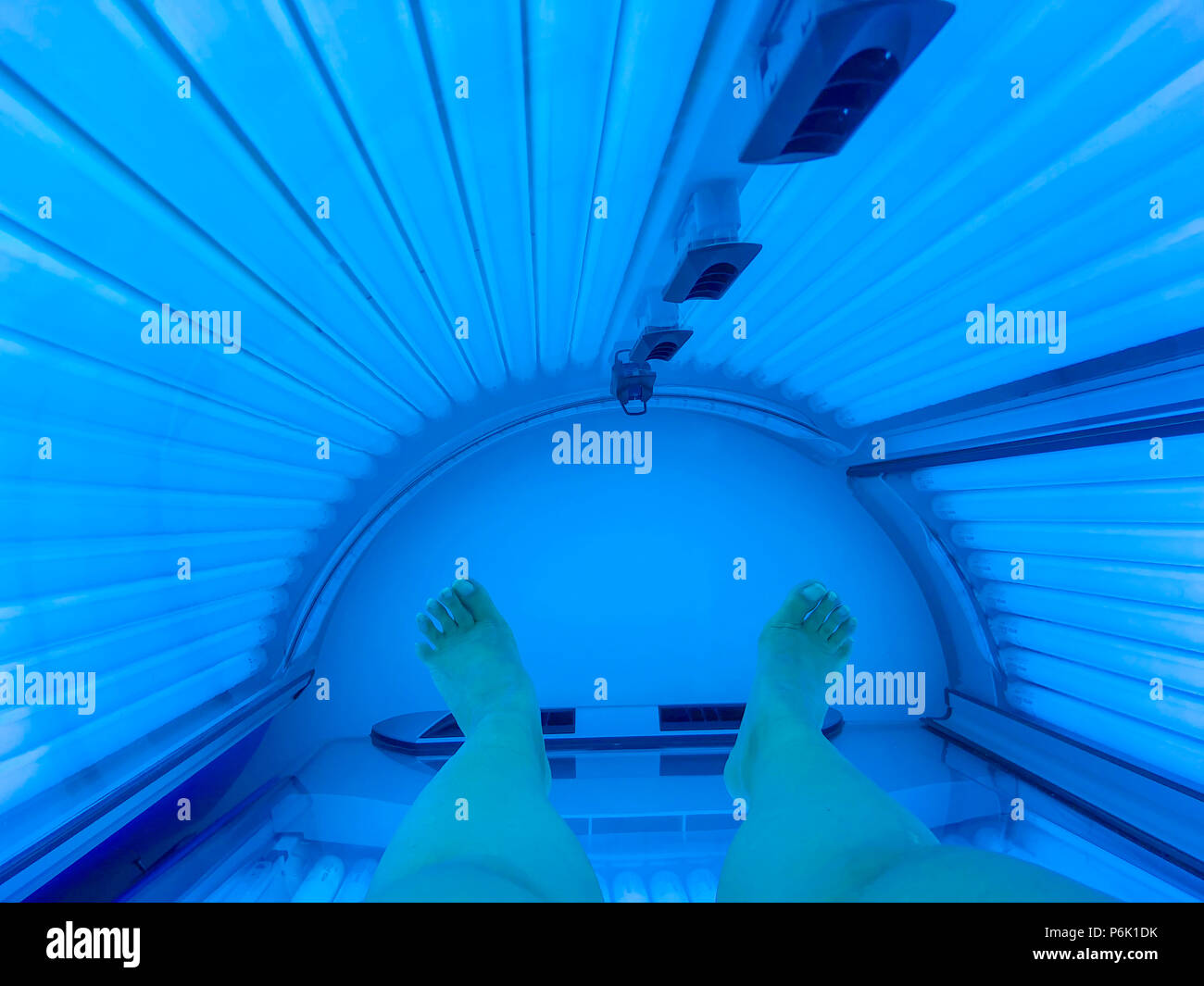Woman in Solarium Stock Photo - Alamy