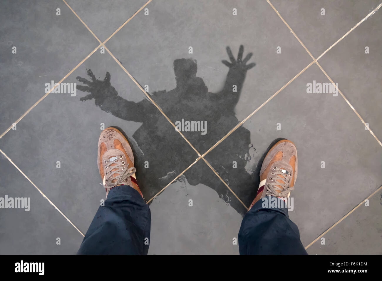 Man Reflected in the Floor Stock Photo - Alamy