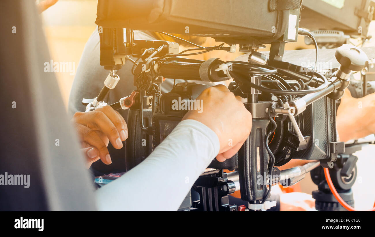 Professional camera equipment, Film production crew Stock Photo - Alamy