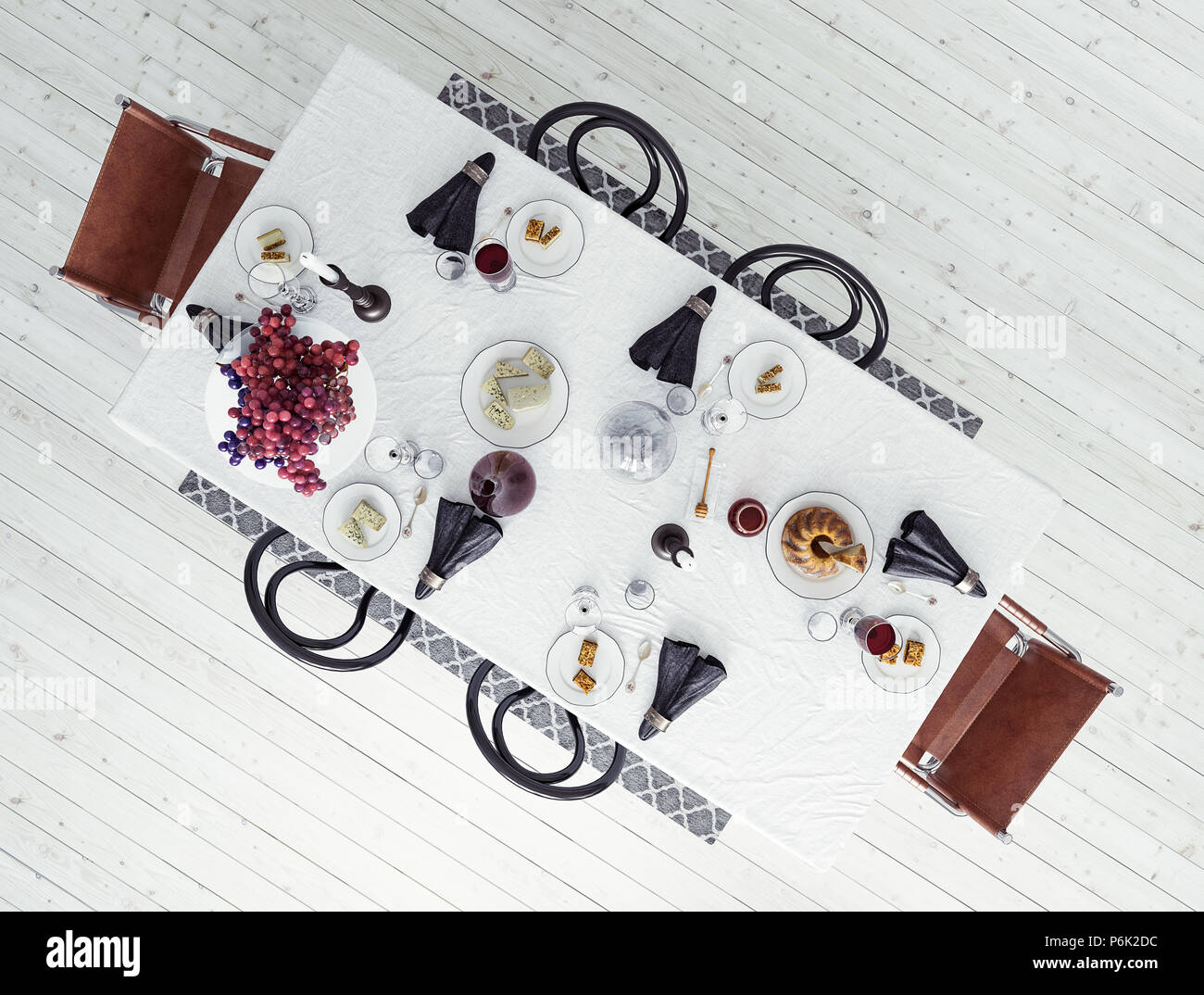 Dining table, Scandinavian interior, 3d render Stock Photo - Alamy
