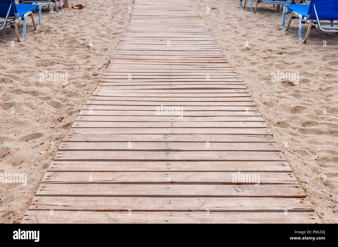 Wooden path on beach background Stock Photo - Alamy