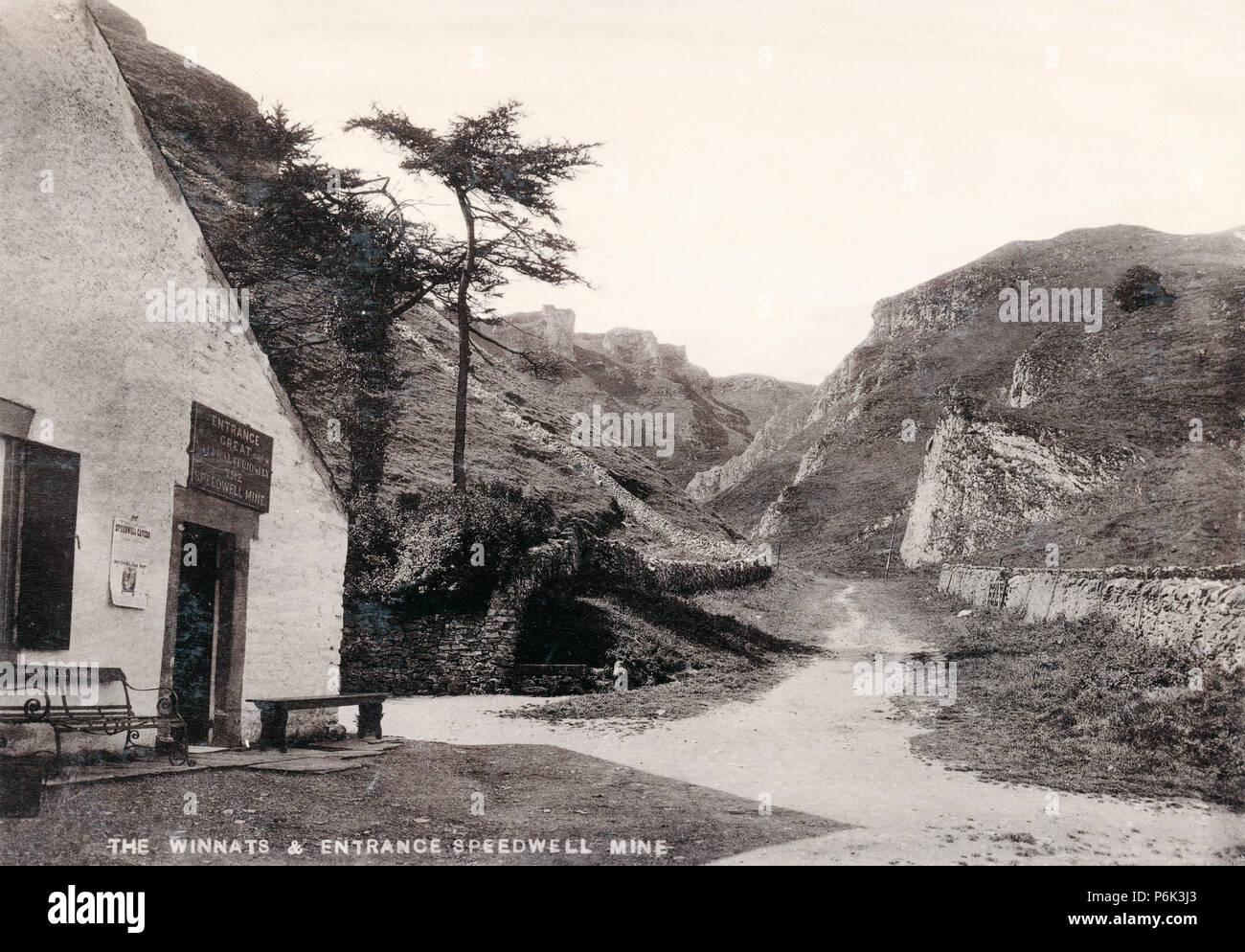 The Winnats Pass and entrance to Speedwell Mine, now Speedwell Cavern ...