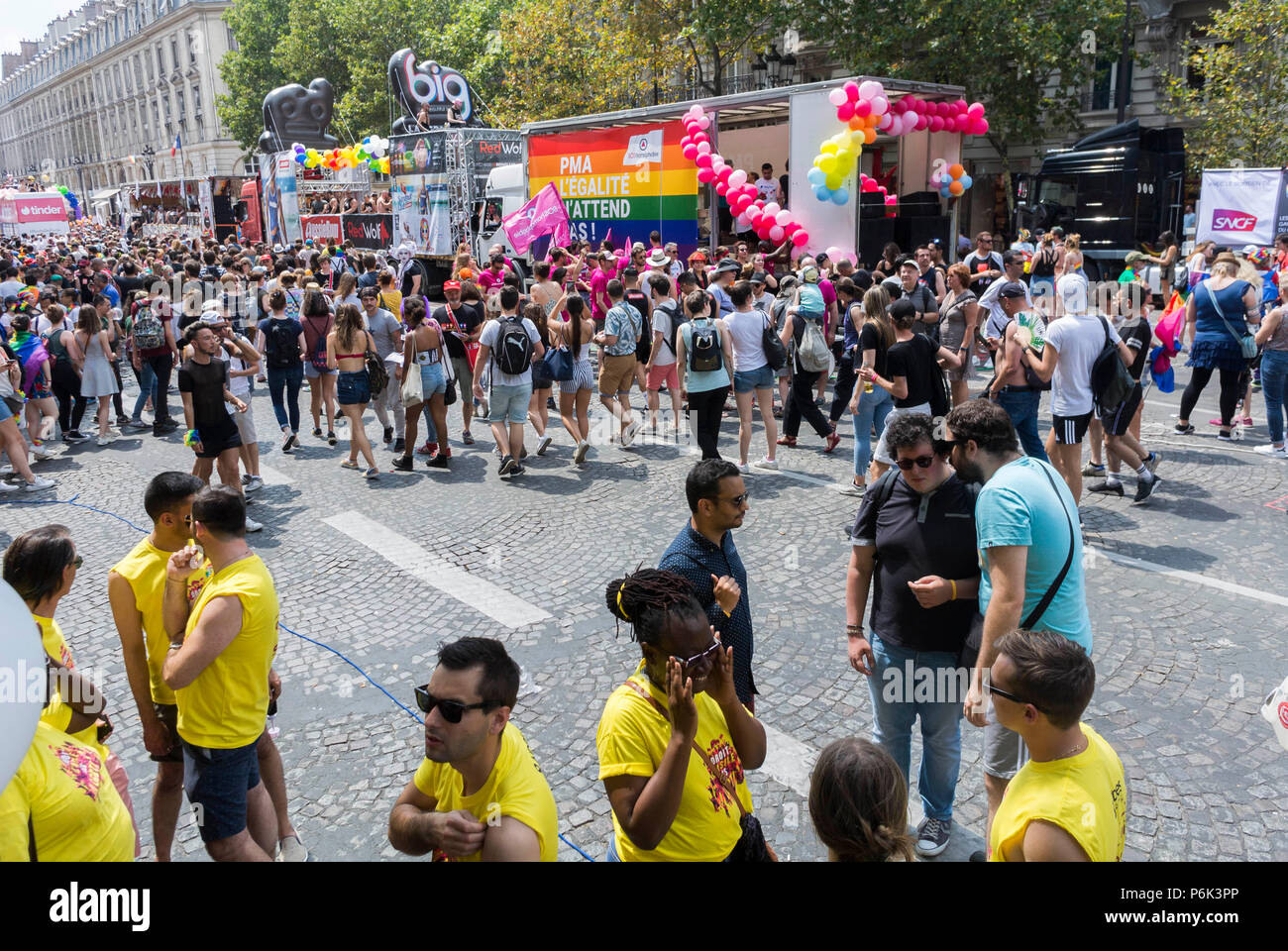 Paris, France, Large Crowd People, French AIDS Activists demonstrating ...