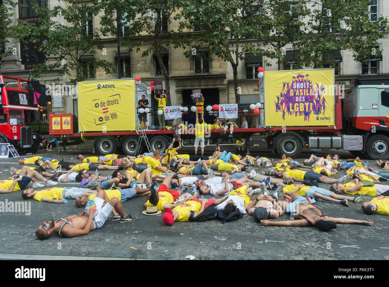 Paris, France, French AIDS Activists demonstrating, at Annual Gay Pride ...