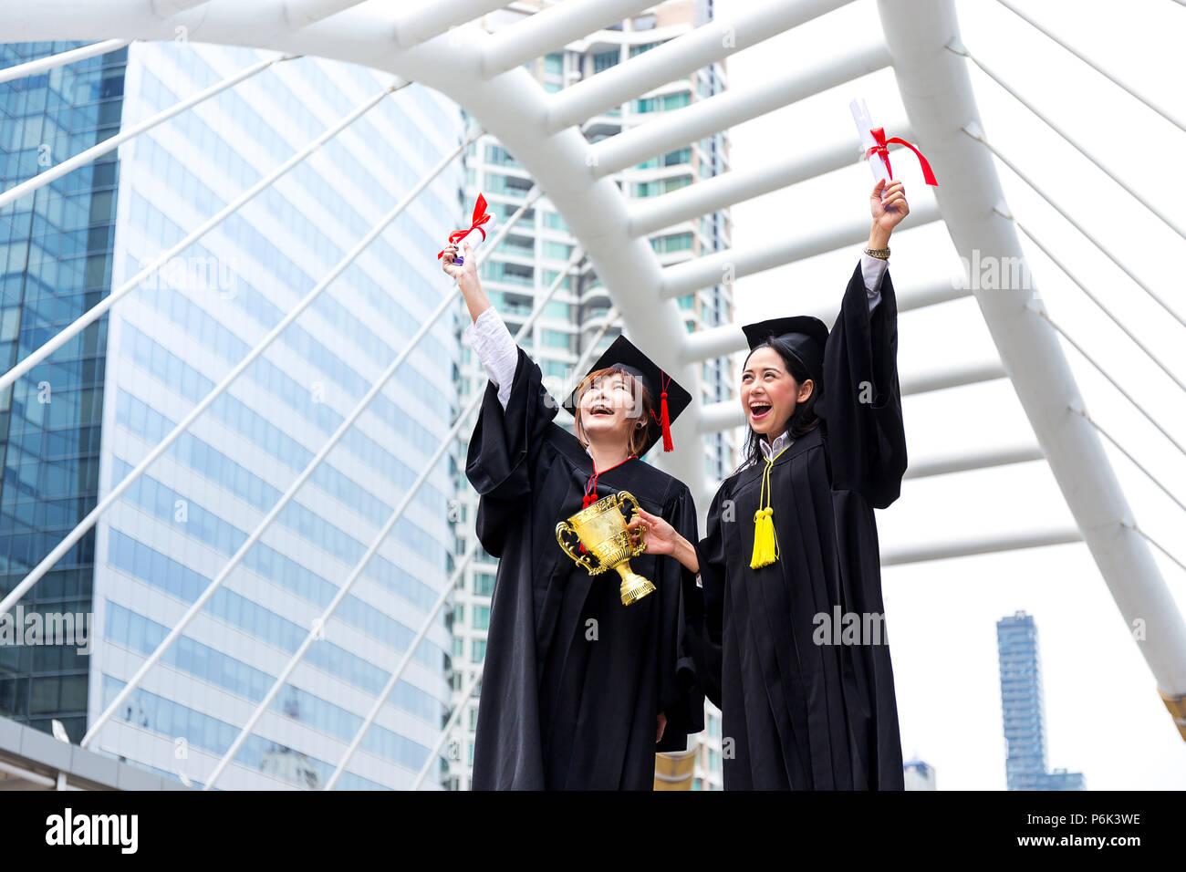 Education, Graduation concept of people or students, who happy after ...