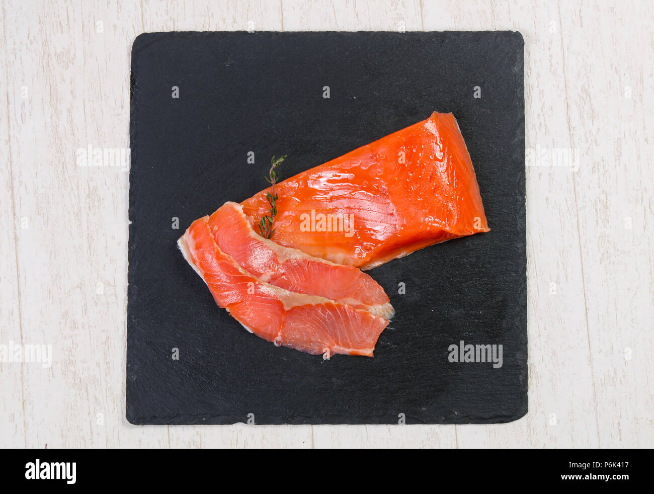Raw trout fillet with salt and spices Stock Photo - Alamy