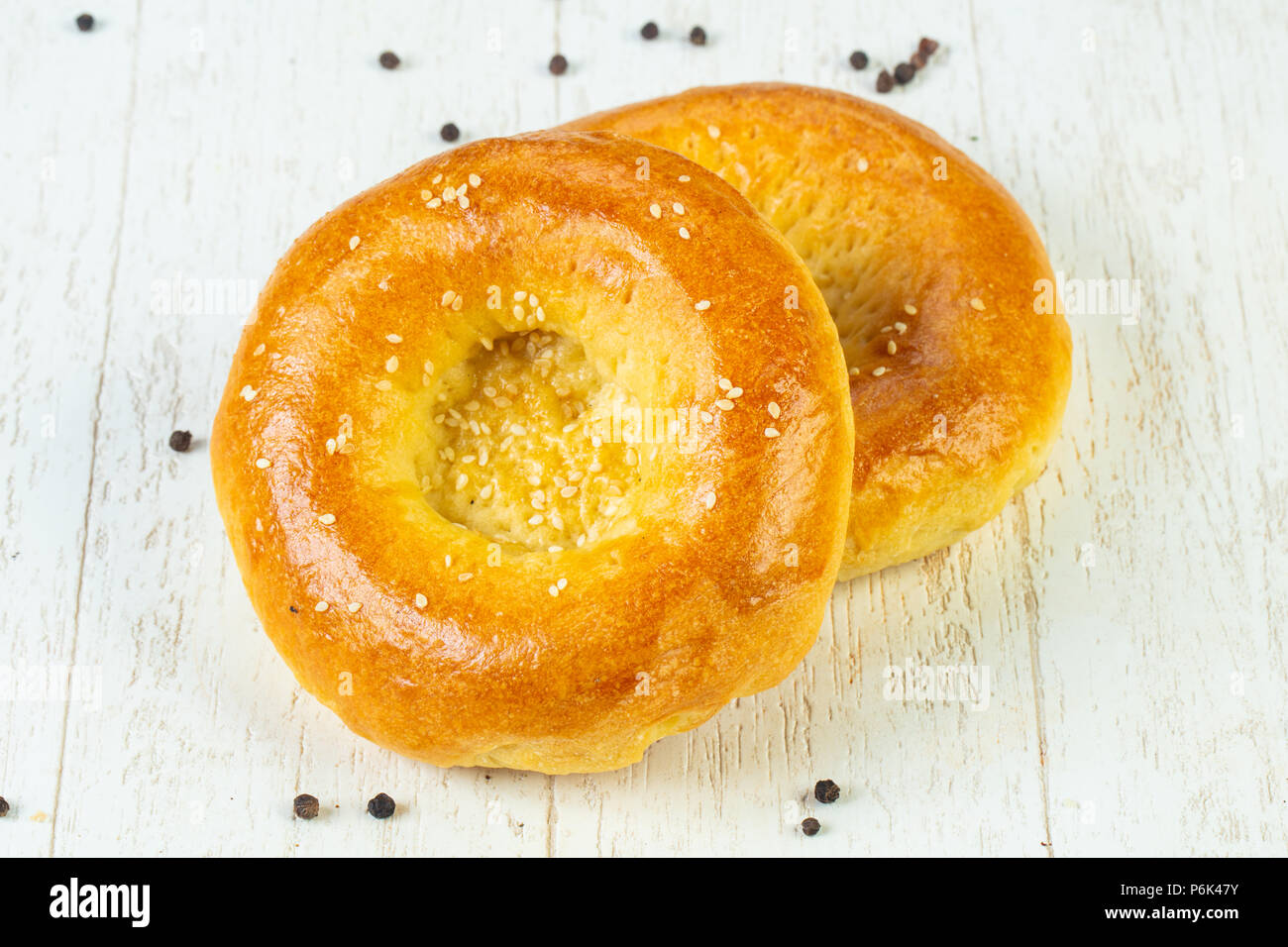 Traditional bread - Lepeshka over wooden background Stock Photo - Alamy
