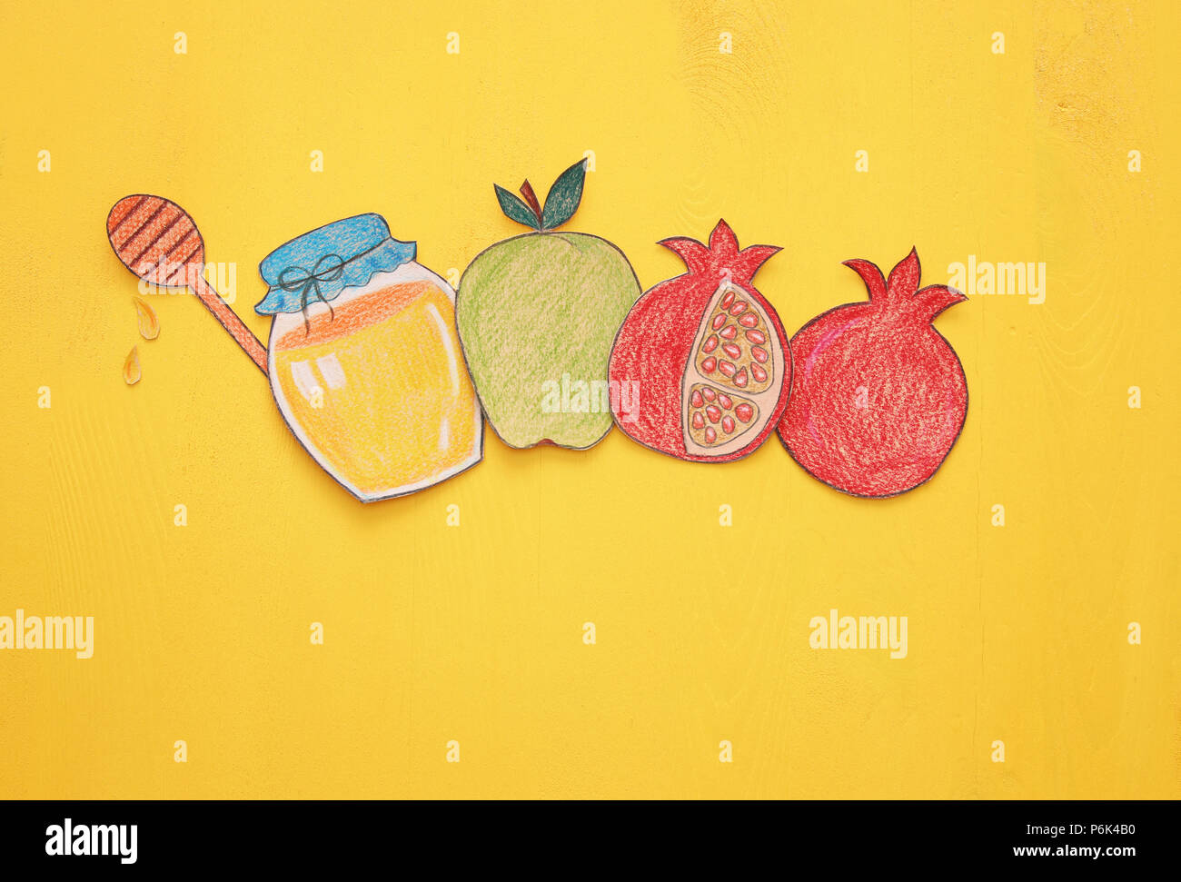 Rosh hashanah (jewish New Year holiday) concept. Traditional symbols ...