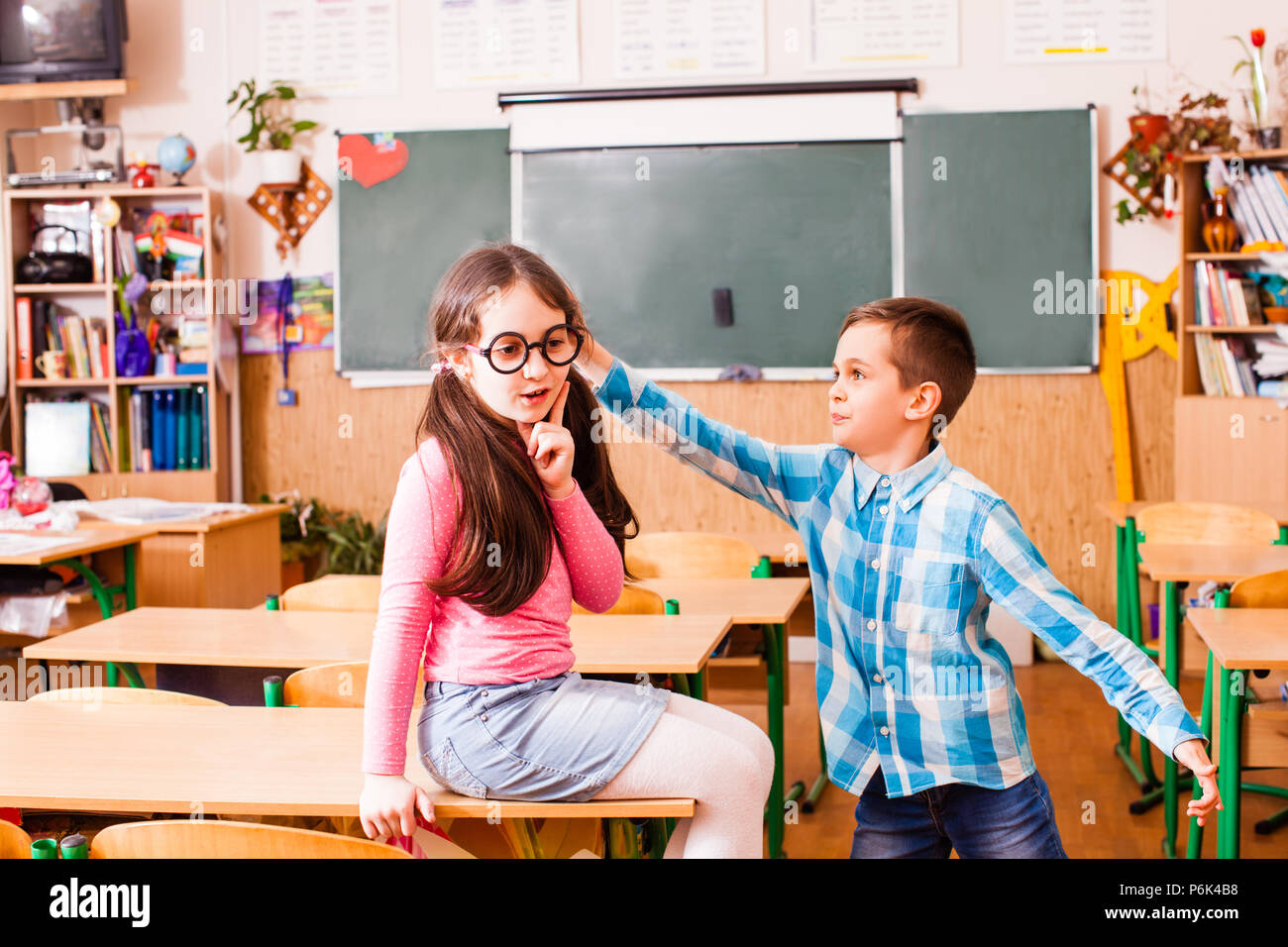 Getting acquainted with a new schoolgirl Stock Photo - Alamy
