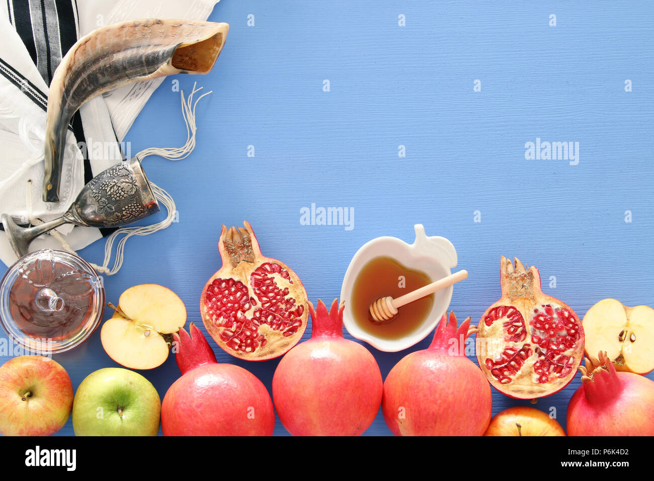Rosh hashanah (jewish New Year holiday) concept. Traditional symbols ...