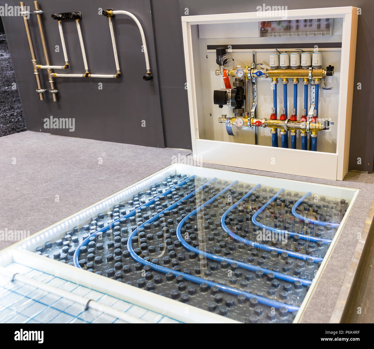 Floor heating distributor, exhibition sample in the store. Mounting or ...